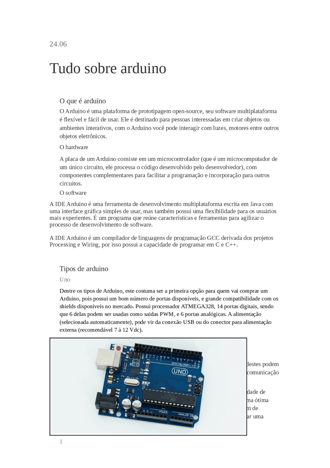 Tudo sobre Arduino( resumo) - Docsity