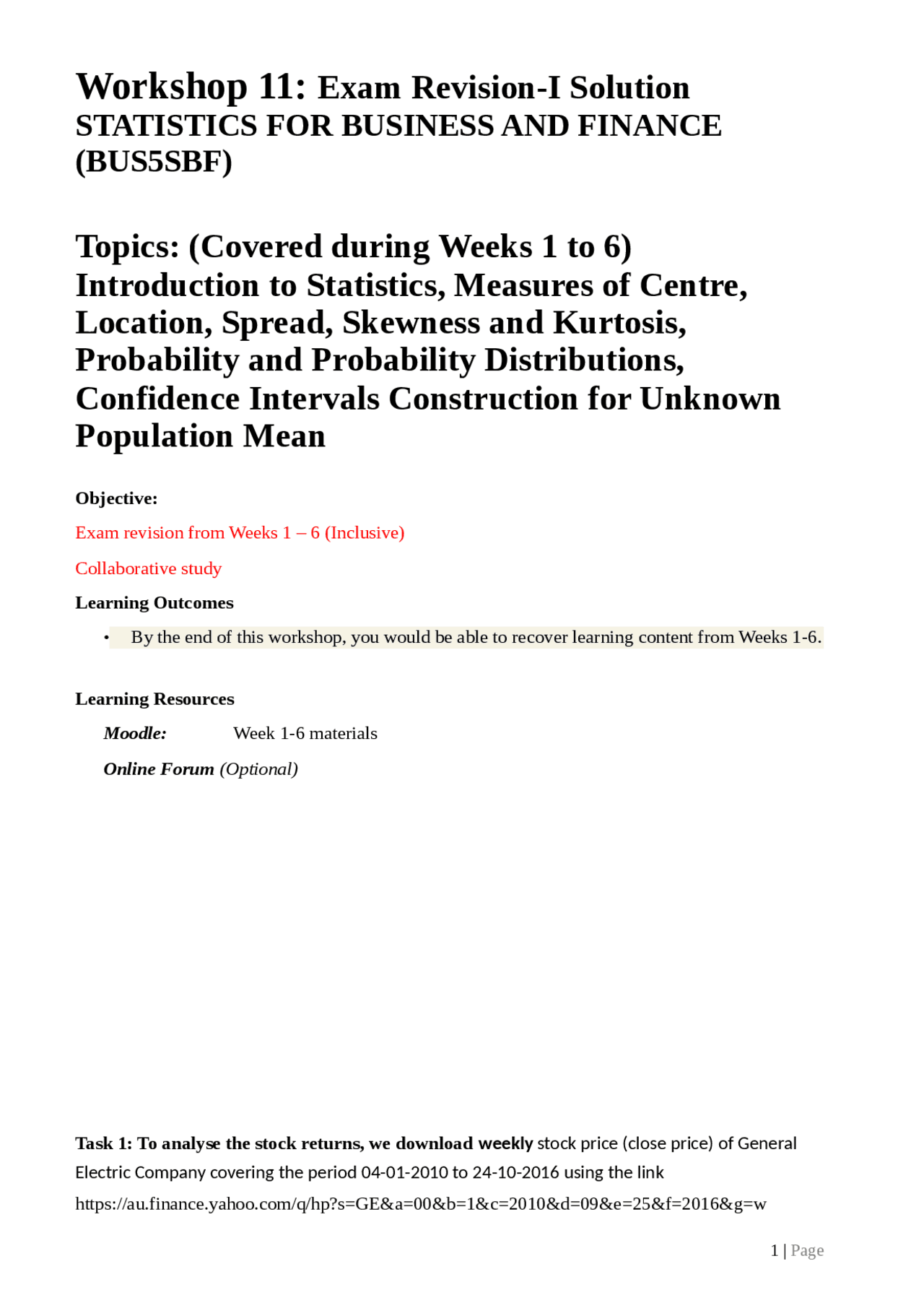 Workshop 11 Exam Prep I Solution Docsity
