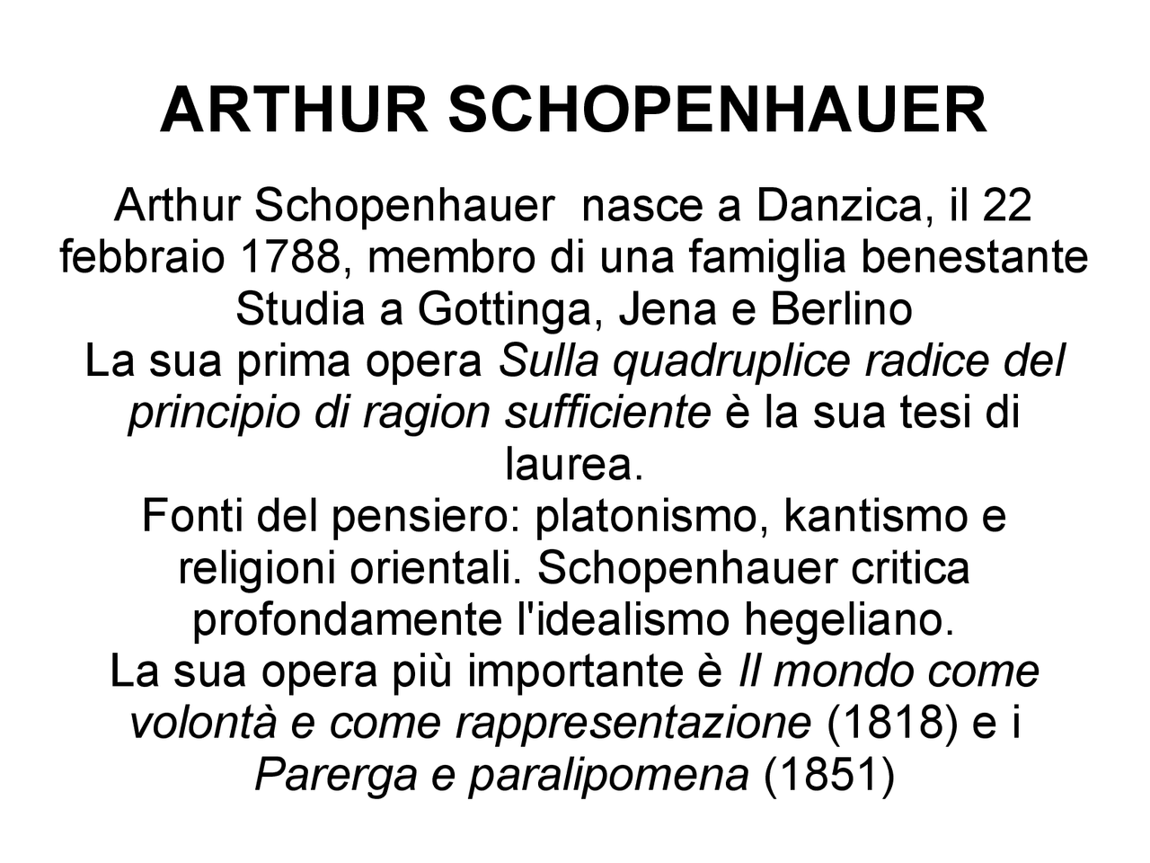 Riassunto Schopenhauer Docsity
