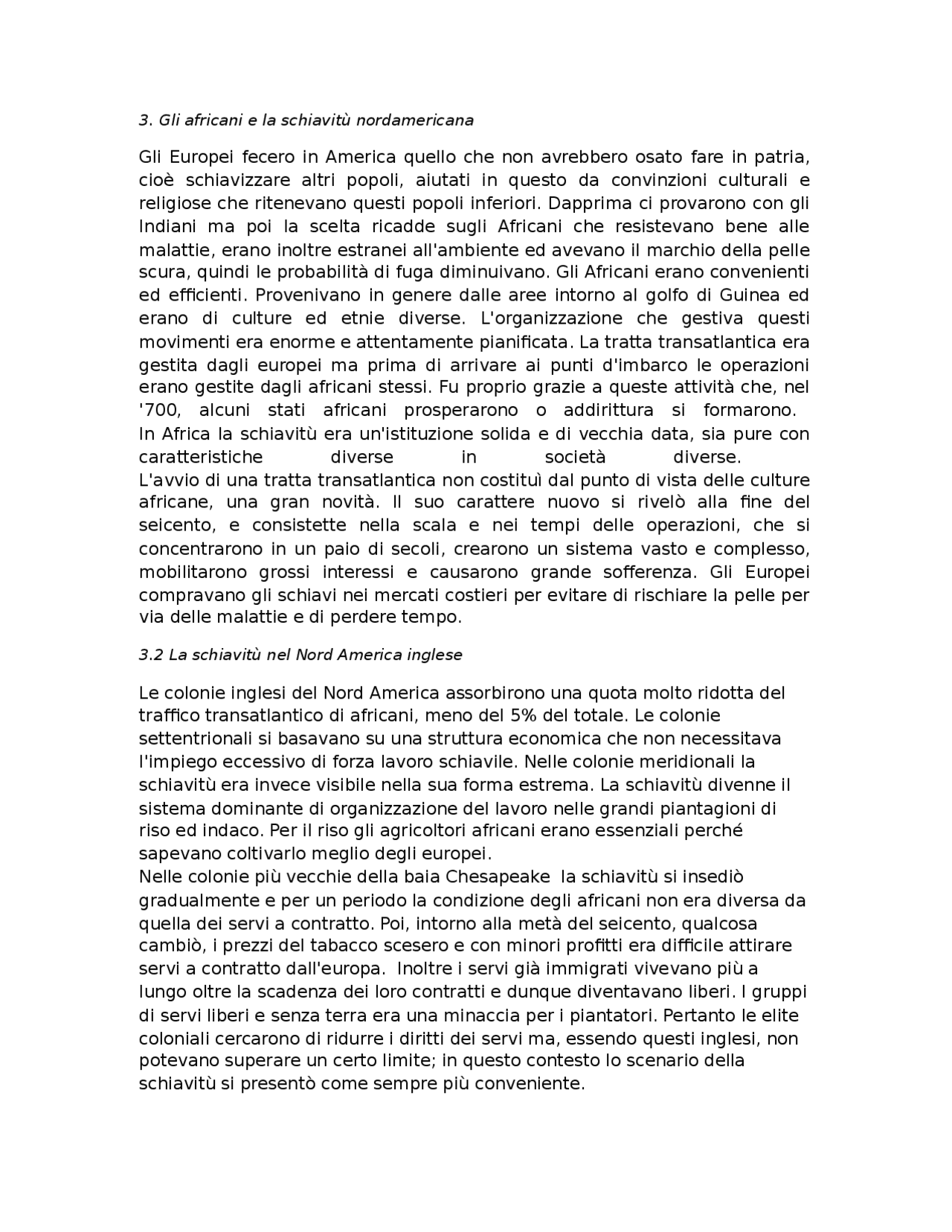 GLI AFRICANI E LA SCHIAVITU' NORDAMERICANA - Docsity