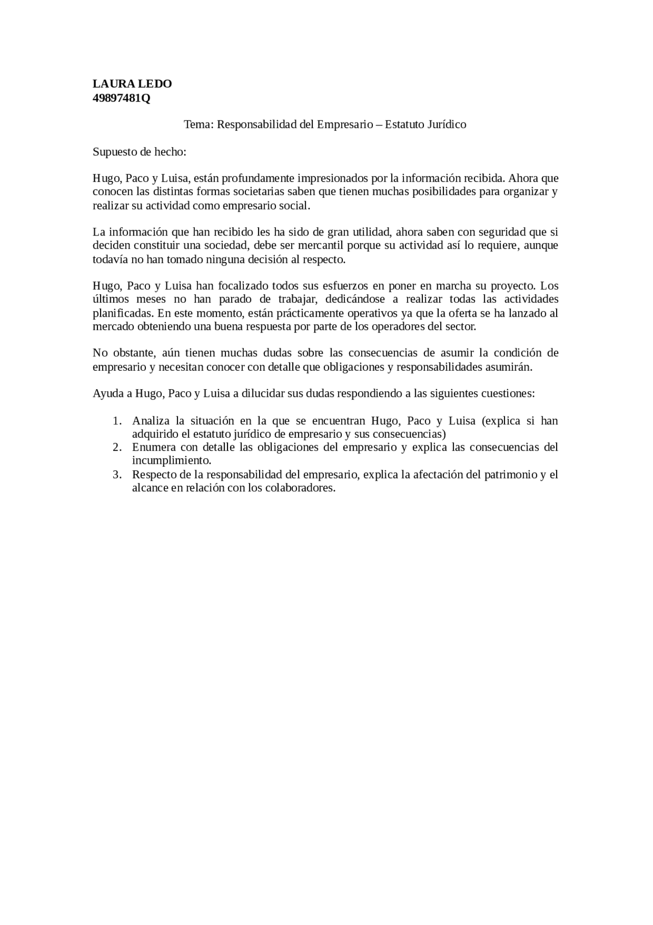 Práctica 3 Derecho Mercantil Ejercicios De Derecho Mercantil Docsity
