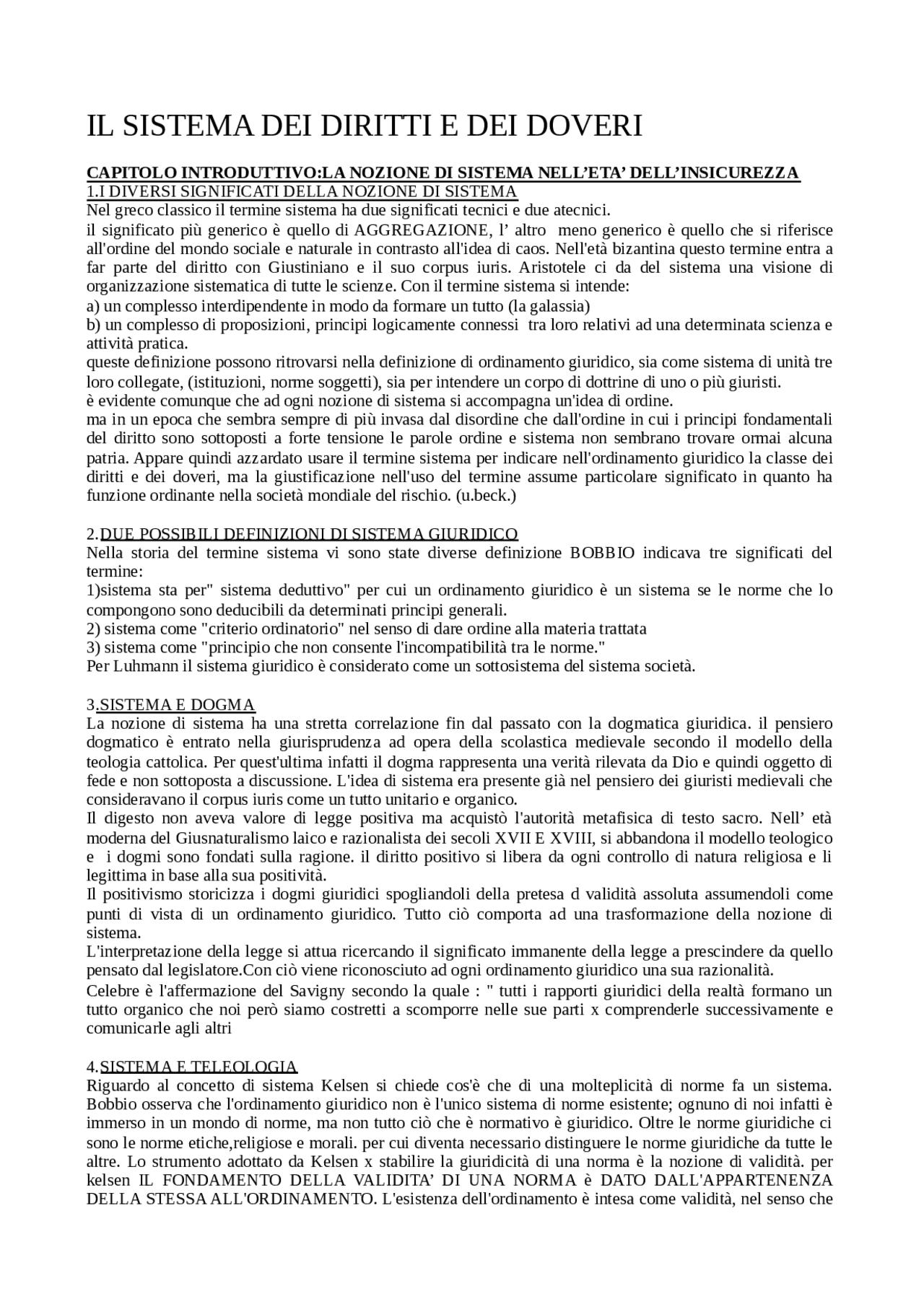 Riassunto De Il Sistema Dei Diritti E Dei Doveri Docsity