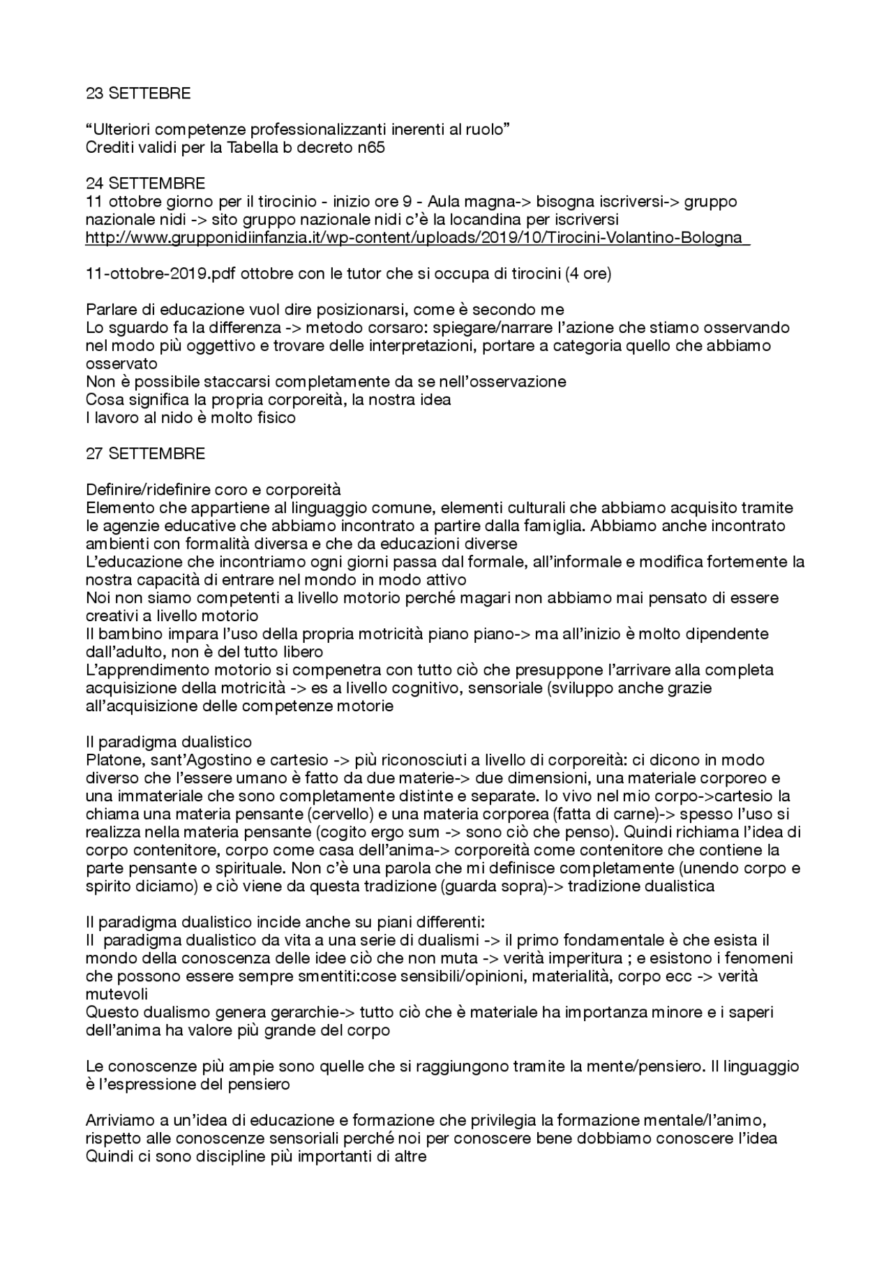 Appunti Di Educazione Ala Corporeità E Metodologia Del Gioco Docsity