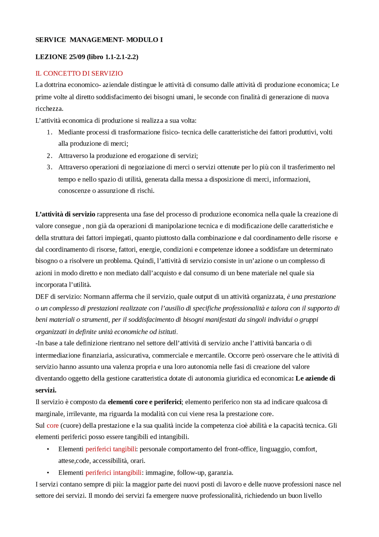 Service Management Modulo Egis Docsity