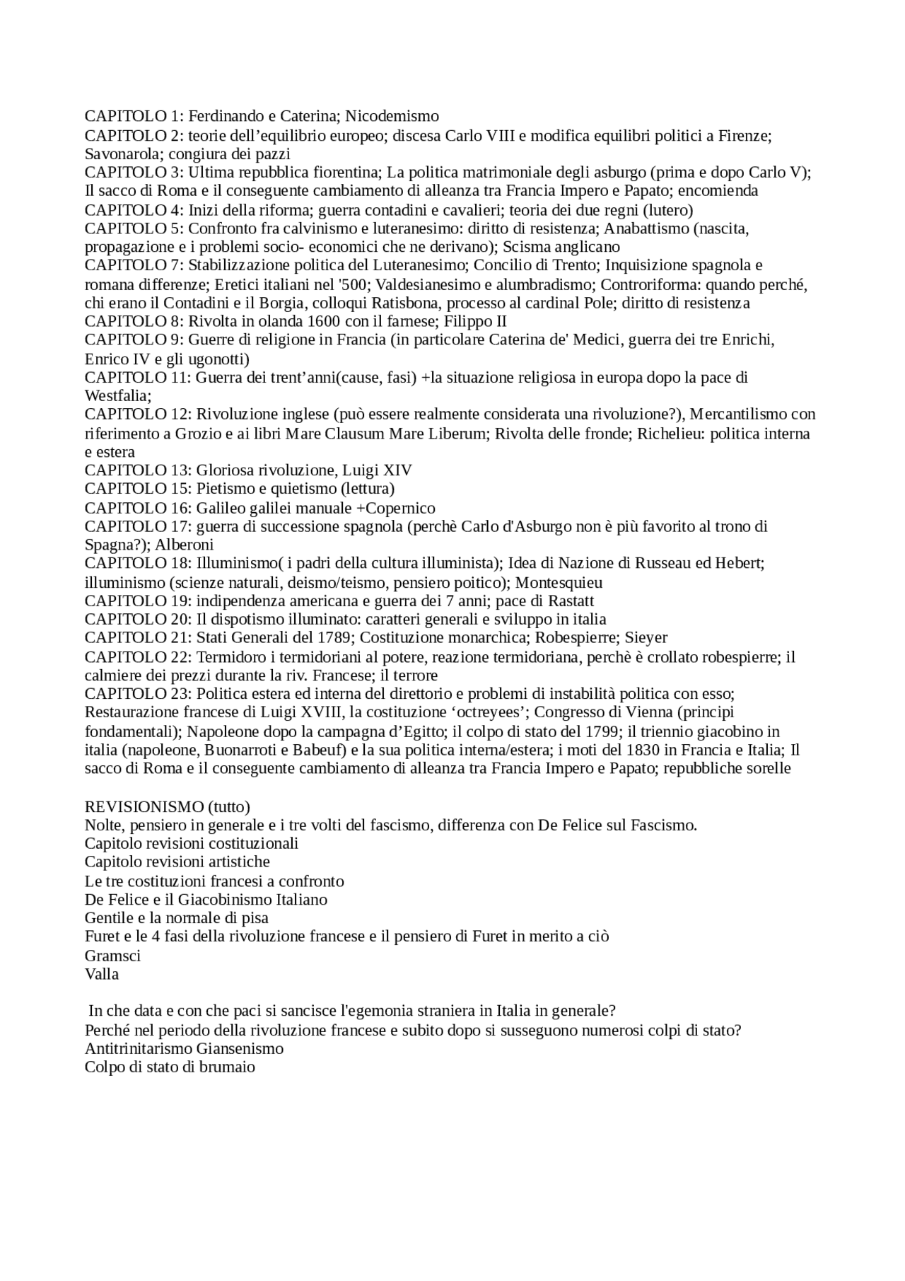 Domande Frequenti Di Storia Moderna Docsity