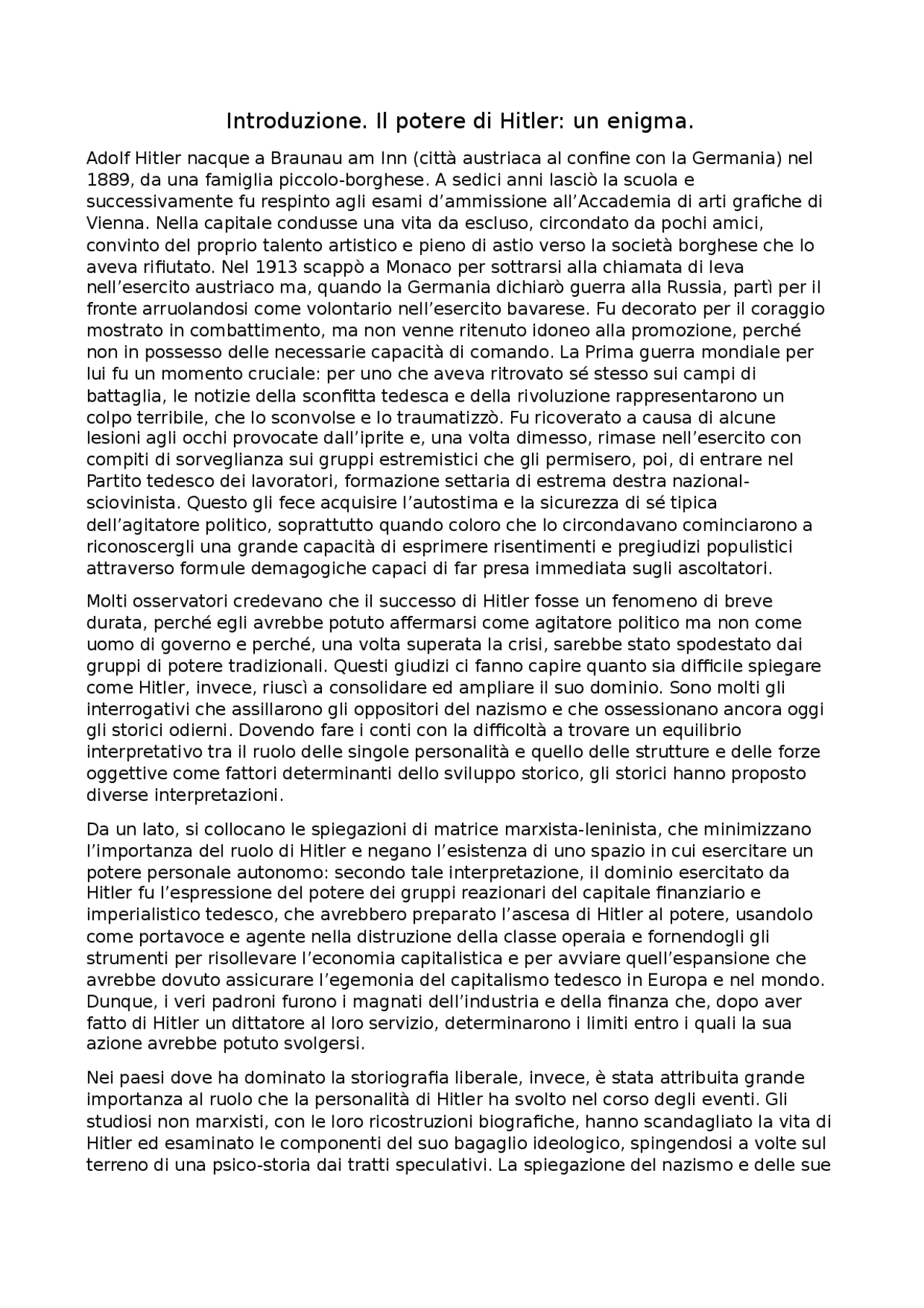 I Kershaw Hitler E Lenigma Del Consenso Docsity