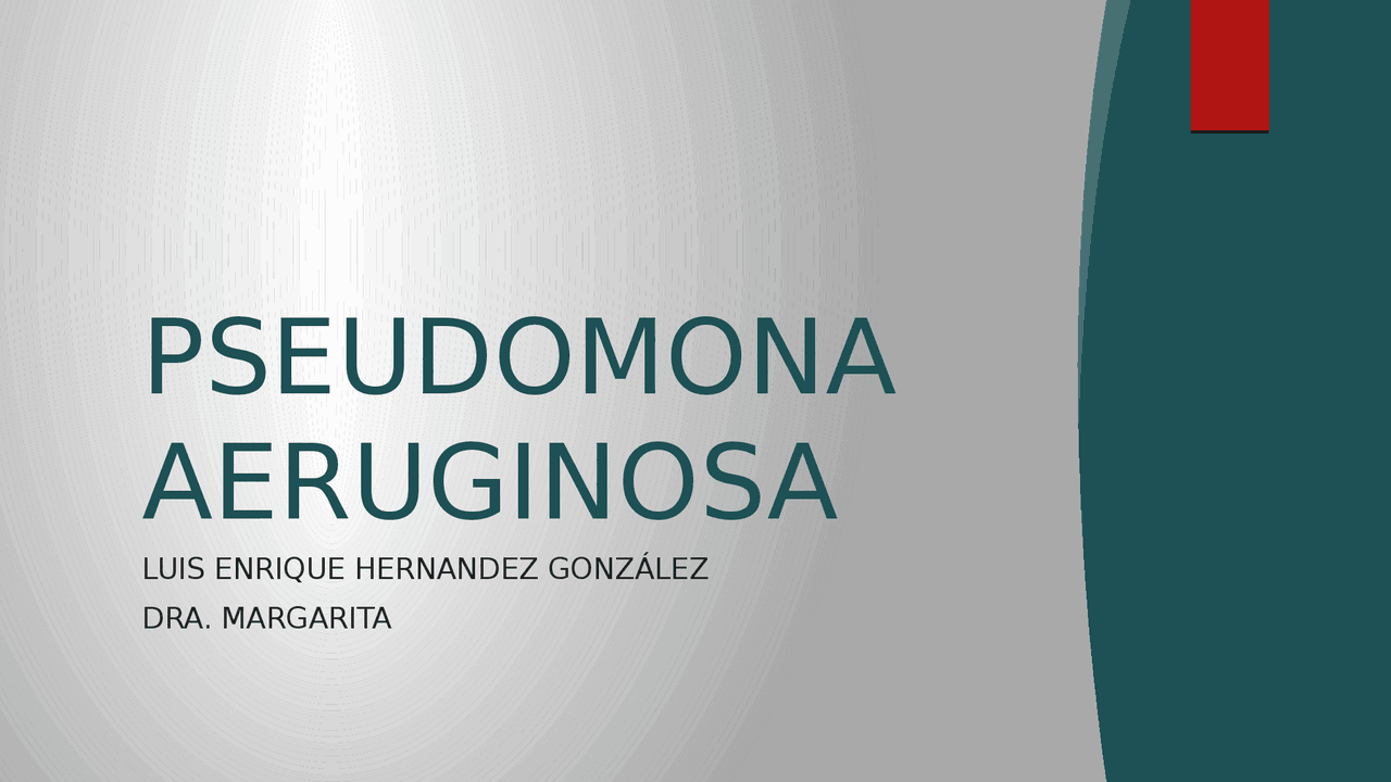 Pseudomona Aeruginosa Diapositivas De Microbiología Docsity