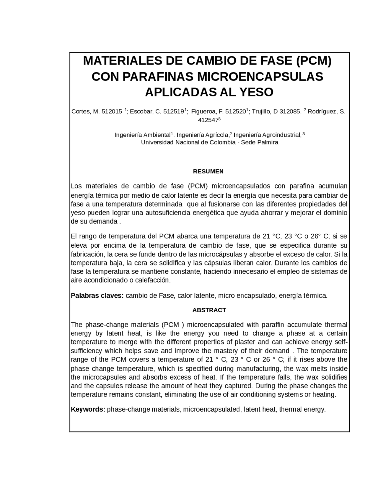 MATERIALES DE CAMBIO DE FASE (PCM) CON PARAFINAS MICROENCAPSULAS ...