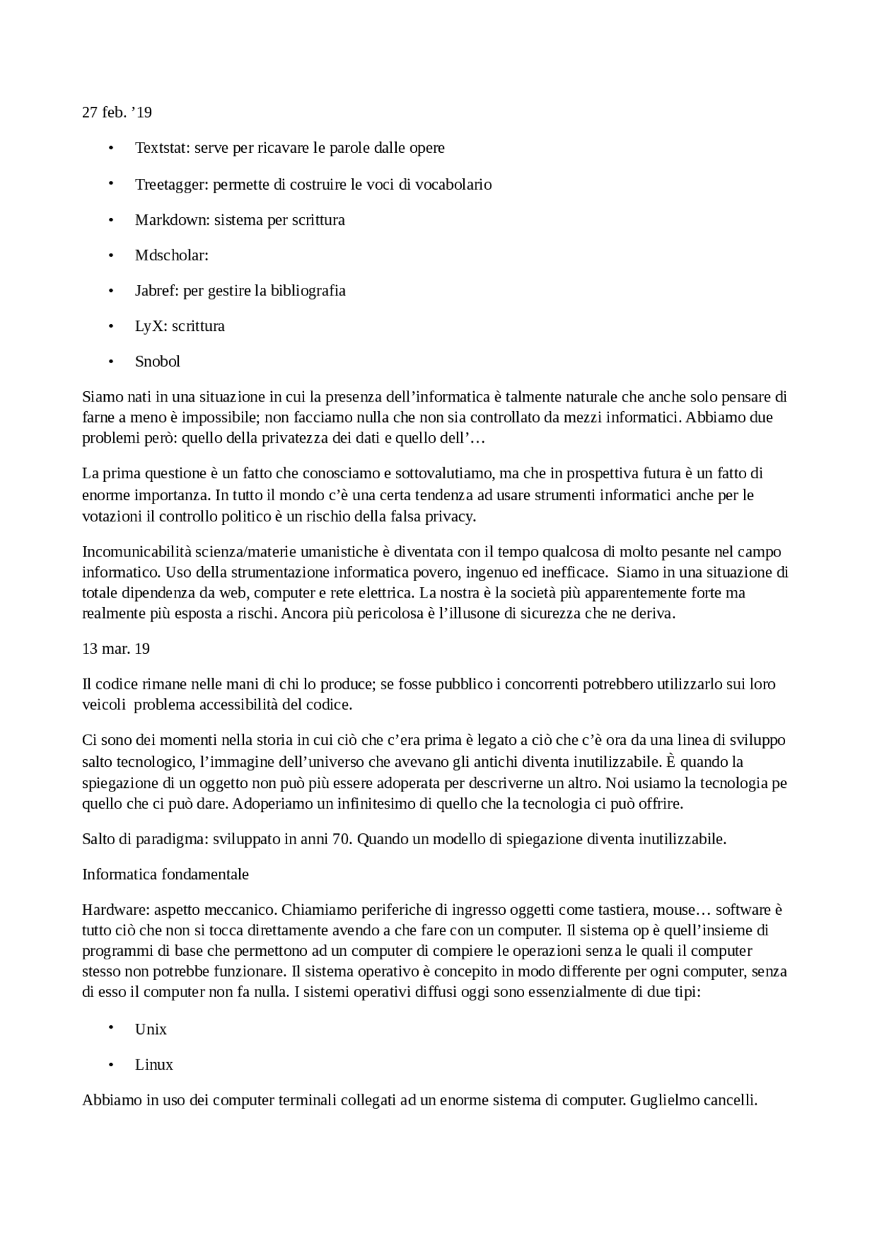 Linguistica Computazionale Docsity