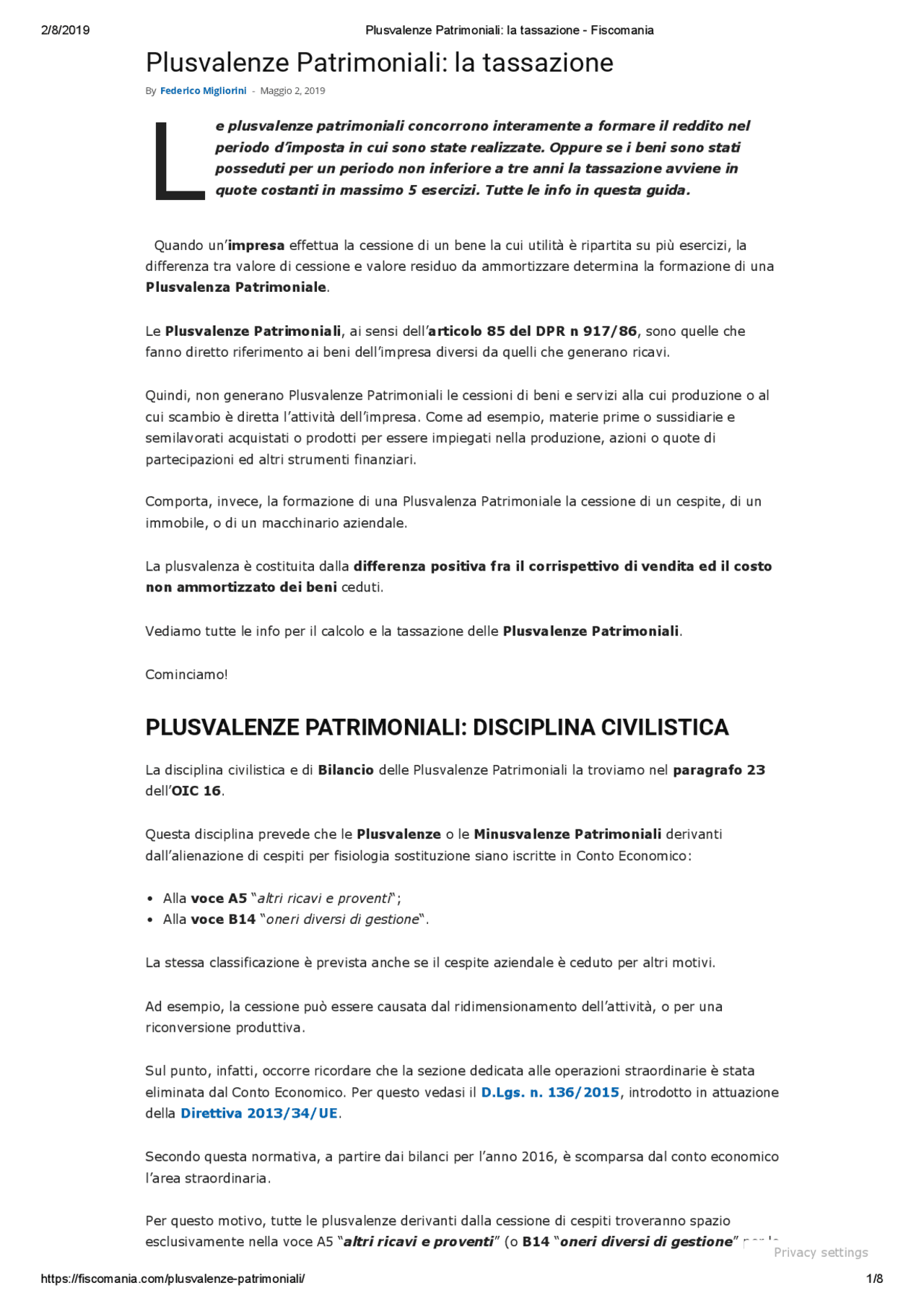 Tassazione Plusvalenze Docsity