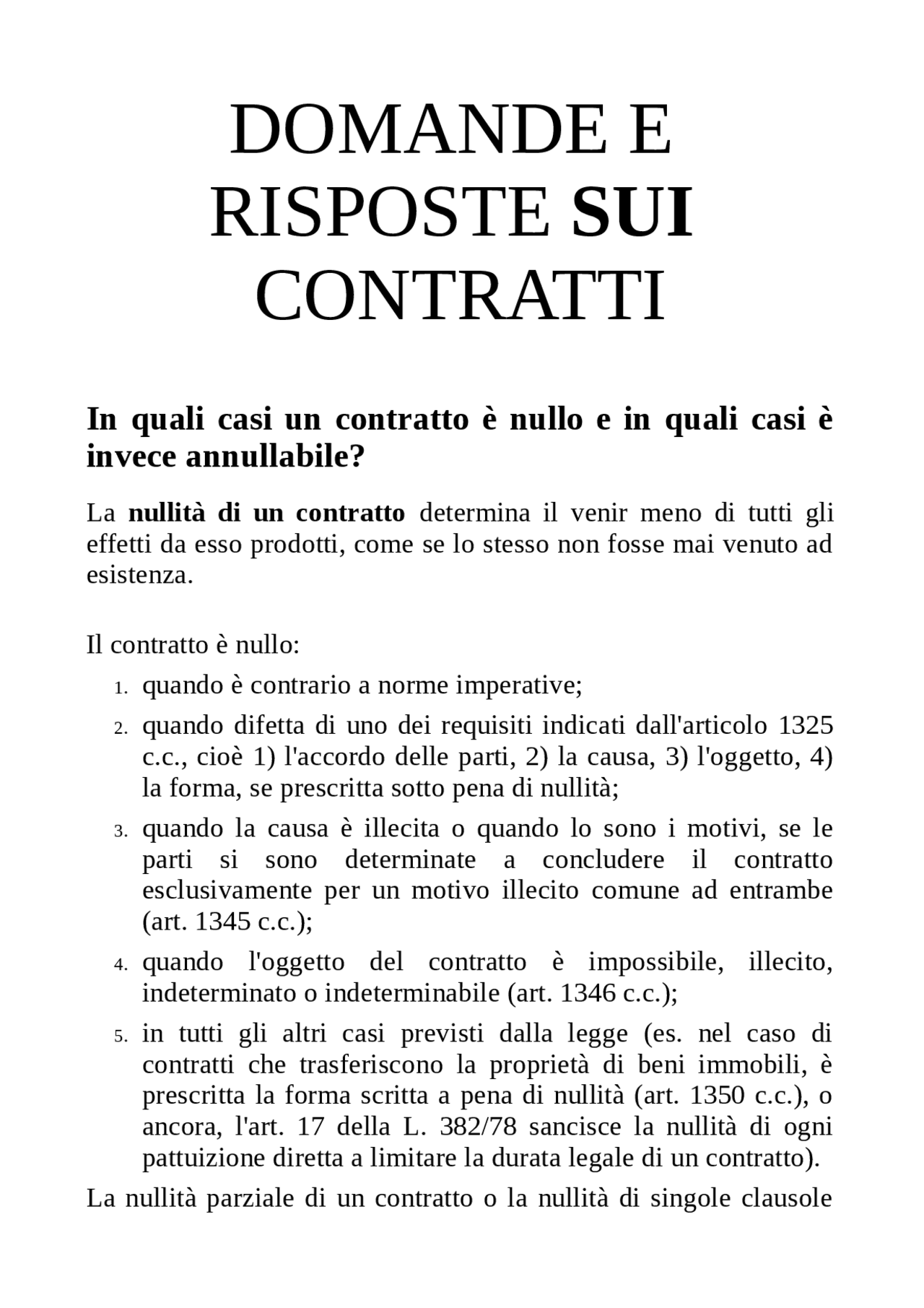 Riassunto Schematico Sul Contratto Docsity