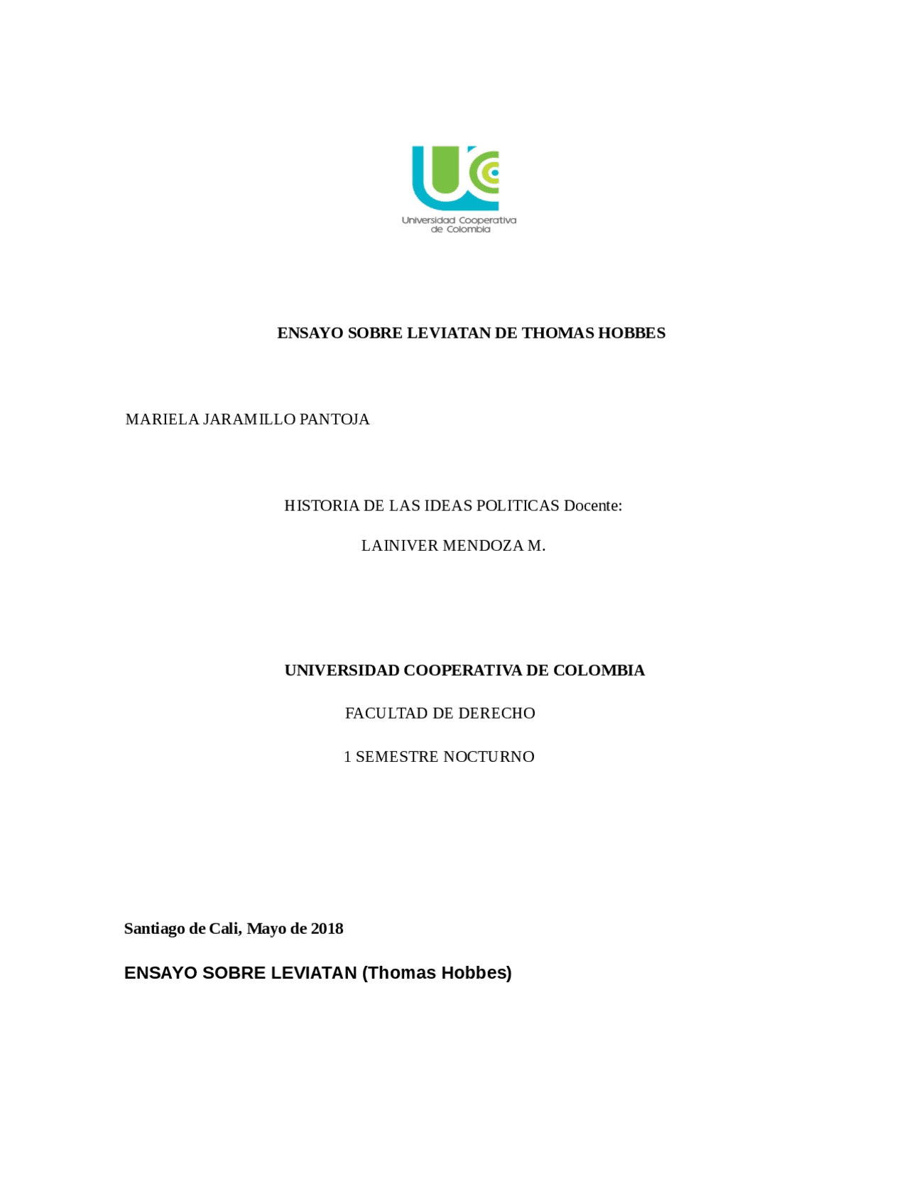 Ensayo Sobre Leviatan Monografías Ensayos De Filosofía Docsity