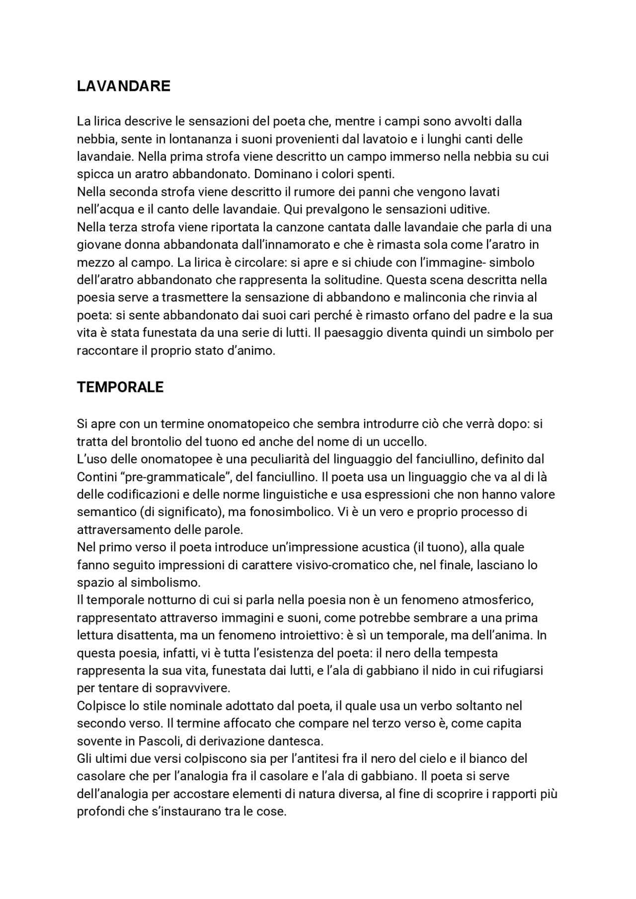 Riassunto Opere Di Pascoli Docsity