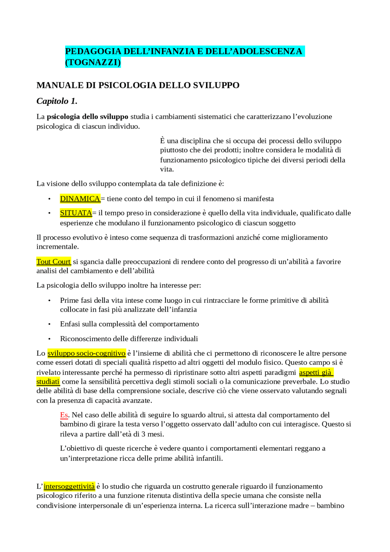 Manuale Psicologia Dello Sviluppo Barone Docsity