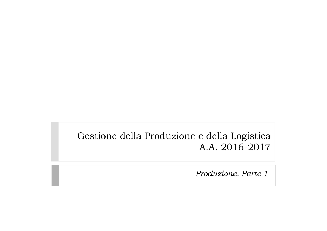 Produzione Della Logistica Docsity