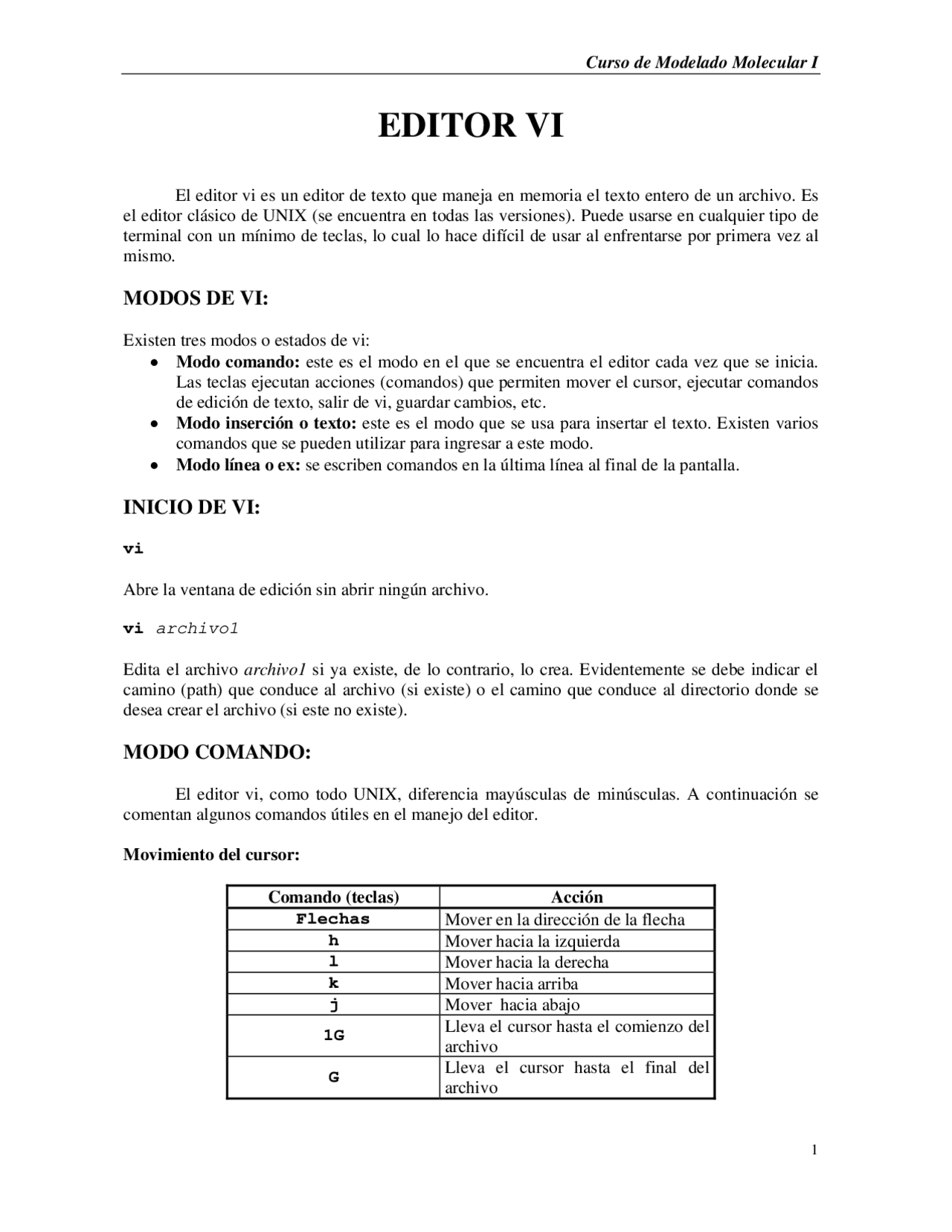 Comandos en VI en Unix - Docsity
