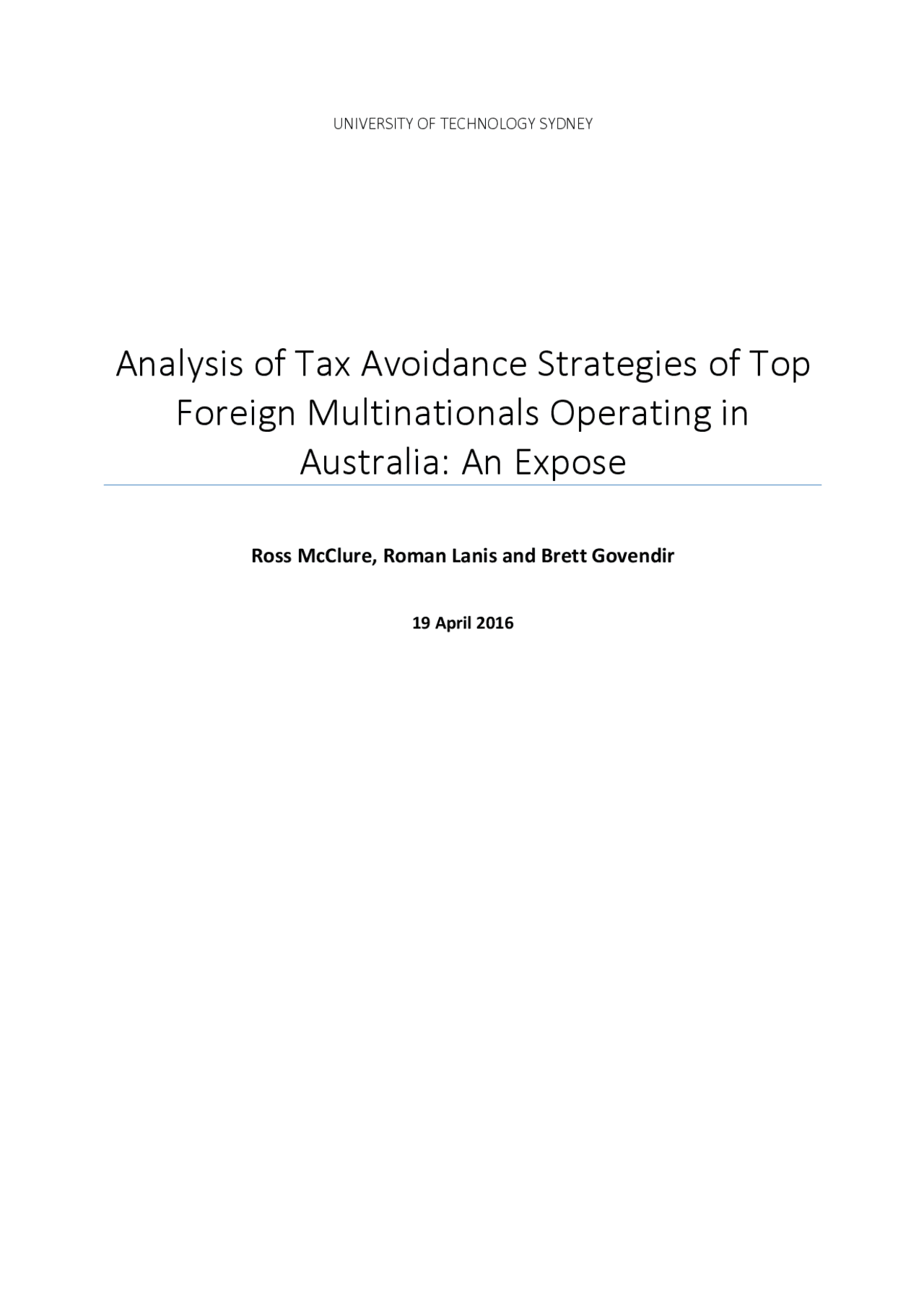 Analysis of Tax Avoidance Strategies of Top Foreign Multinationals ...