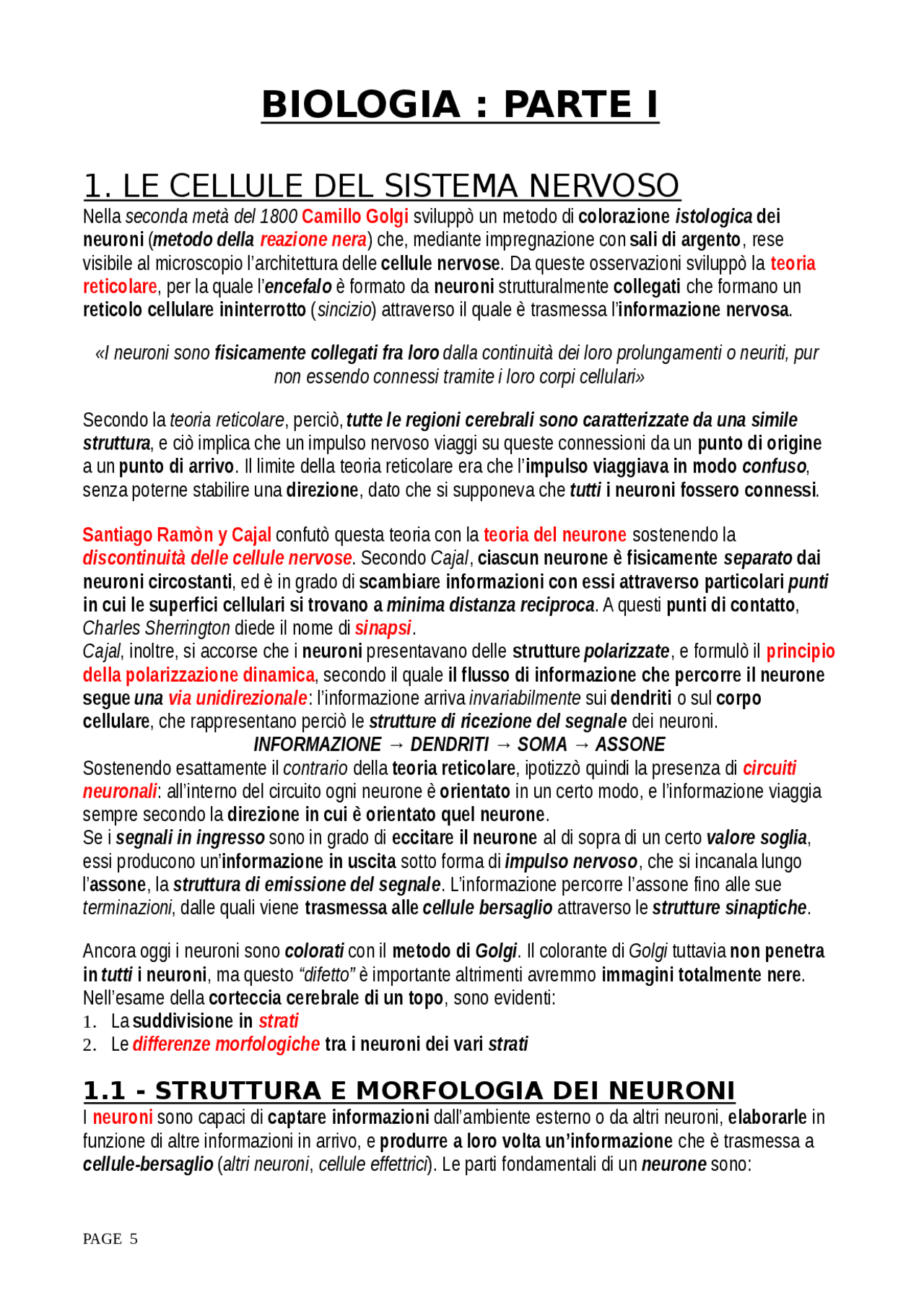 Riassunto Basi Biologiche Dellattività Psichica Biologia Cellulare