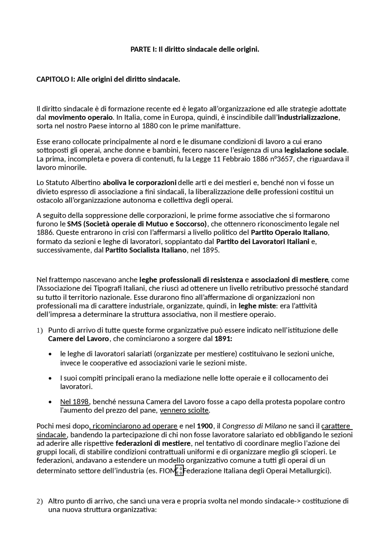 Riassunto Di Diritto Sindacale Docsity
