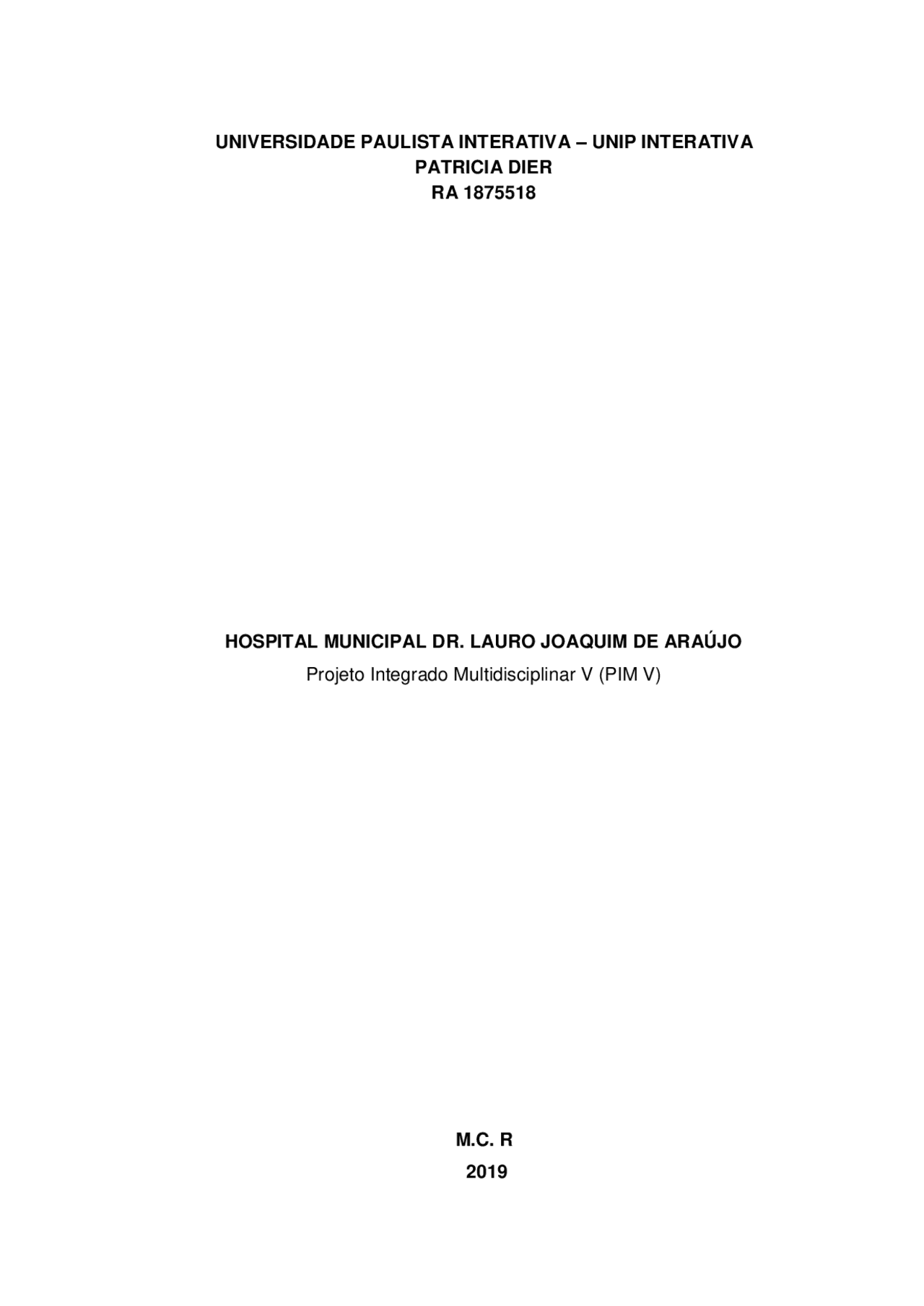Projeto Integrado Multidisciplinar V Docsity