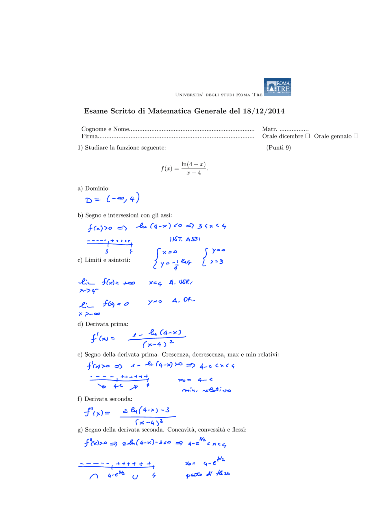 Esercitazione Matematica Generale Docsity
