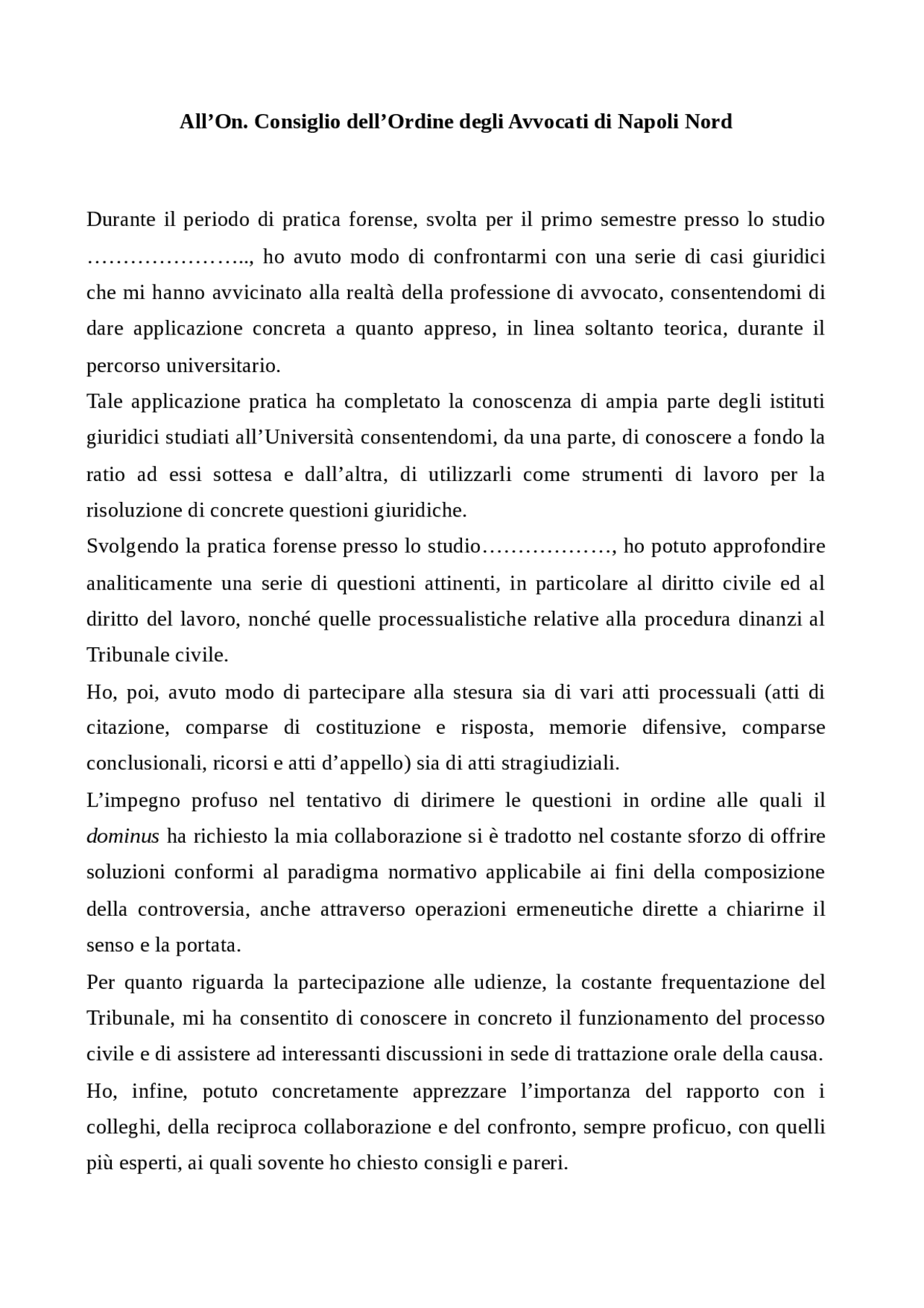 Relazione Pratica Forense Appunti Di Diritto Docsity