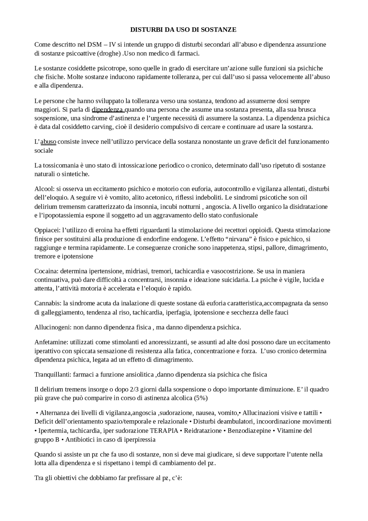Disturbo Di Sostanze Docsity