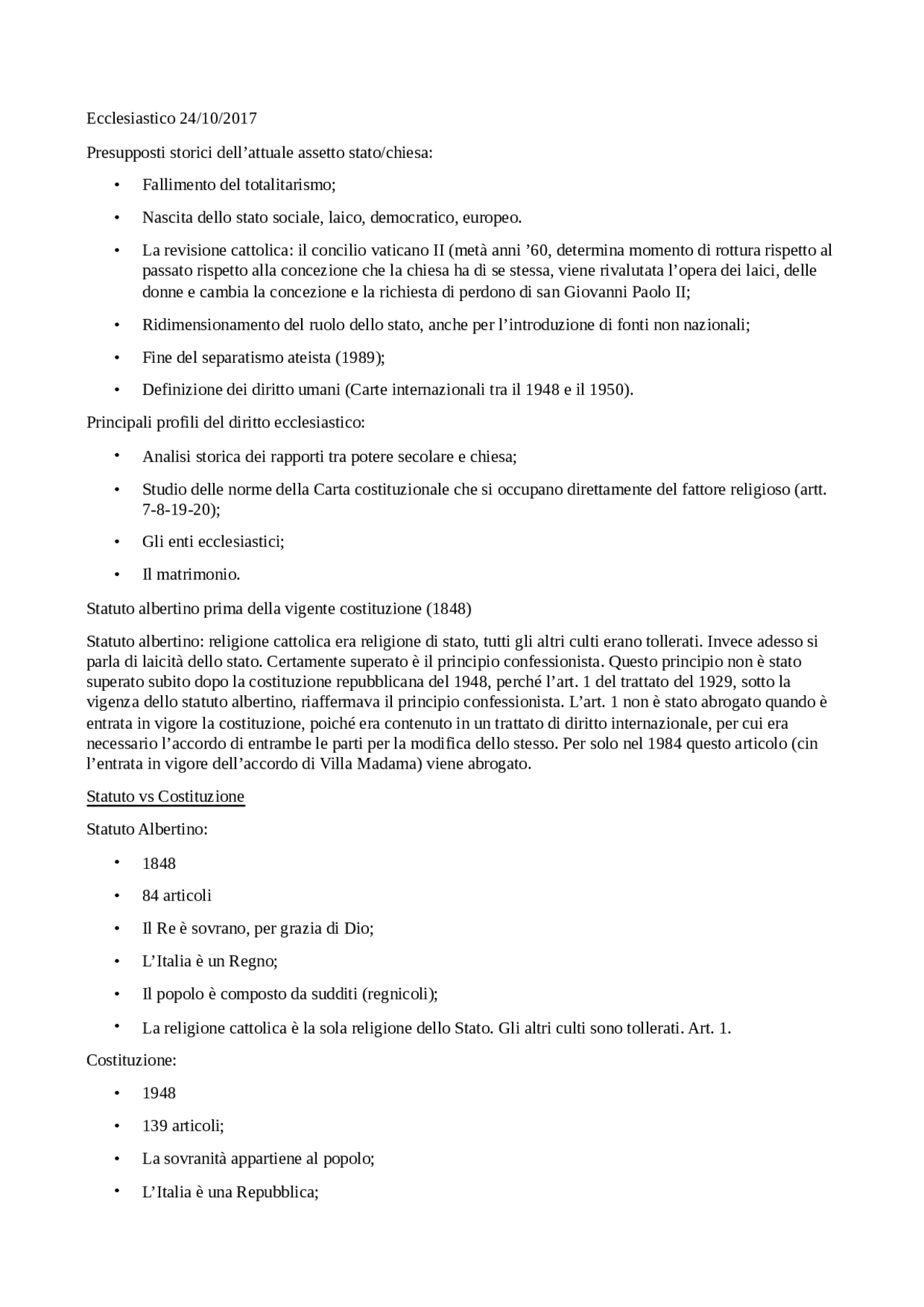 Appunti Diritto Ecclesiastico Docsity