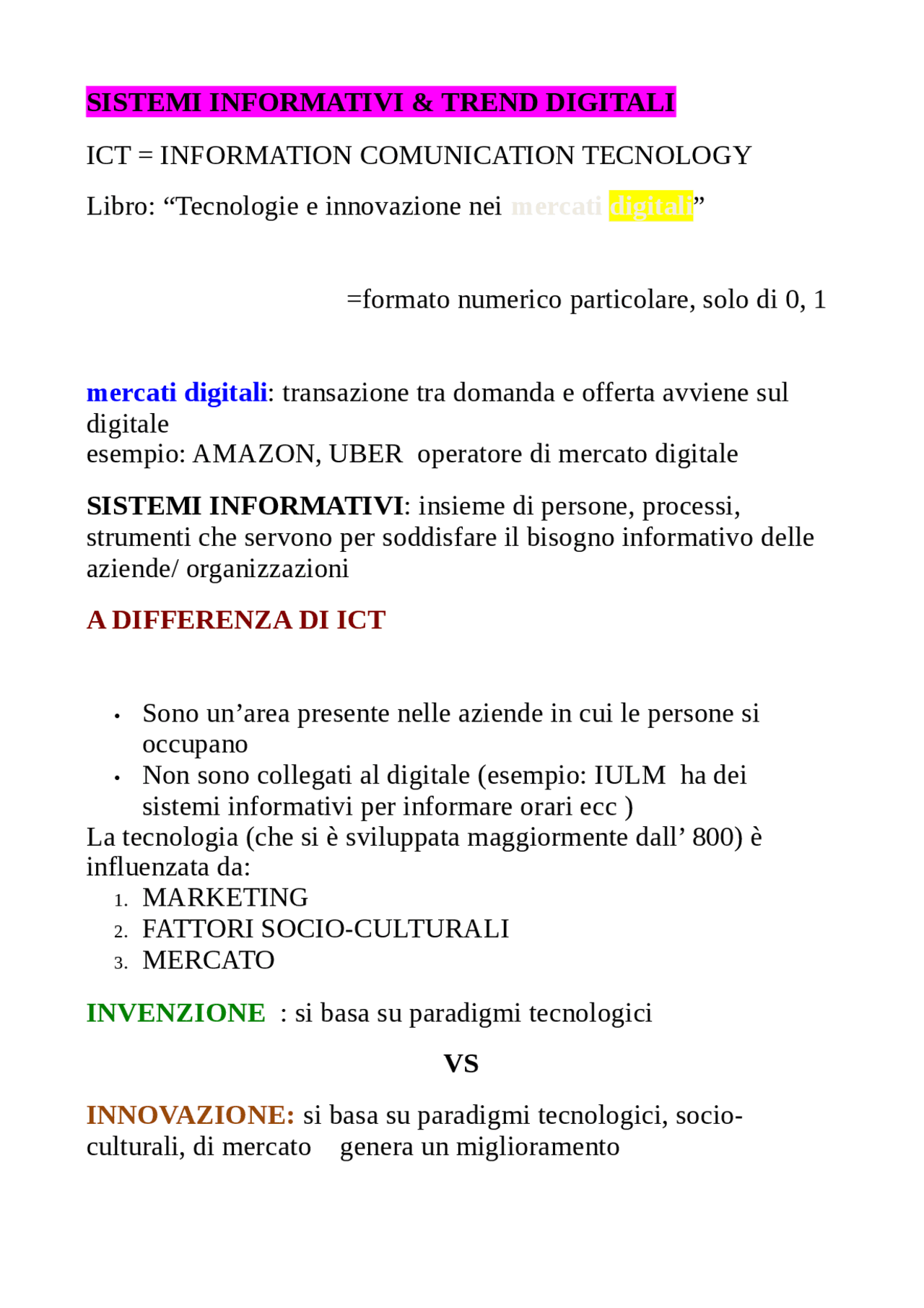 Sistemi Informativi E Trend Digitali Docsity
