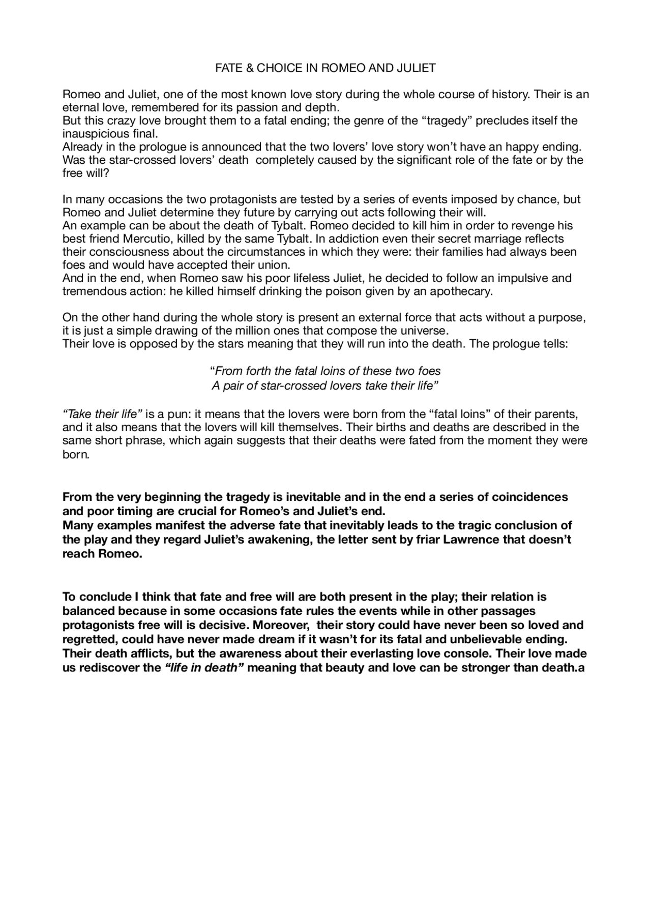 Romeo And Juliet Essay On Fate Free Will | Sitedoct.org