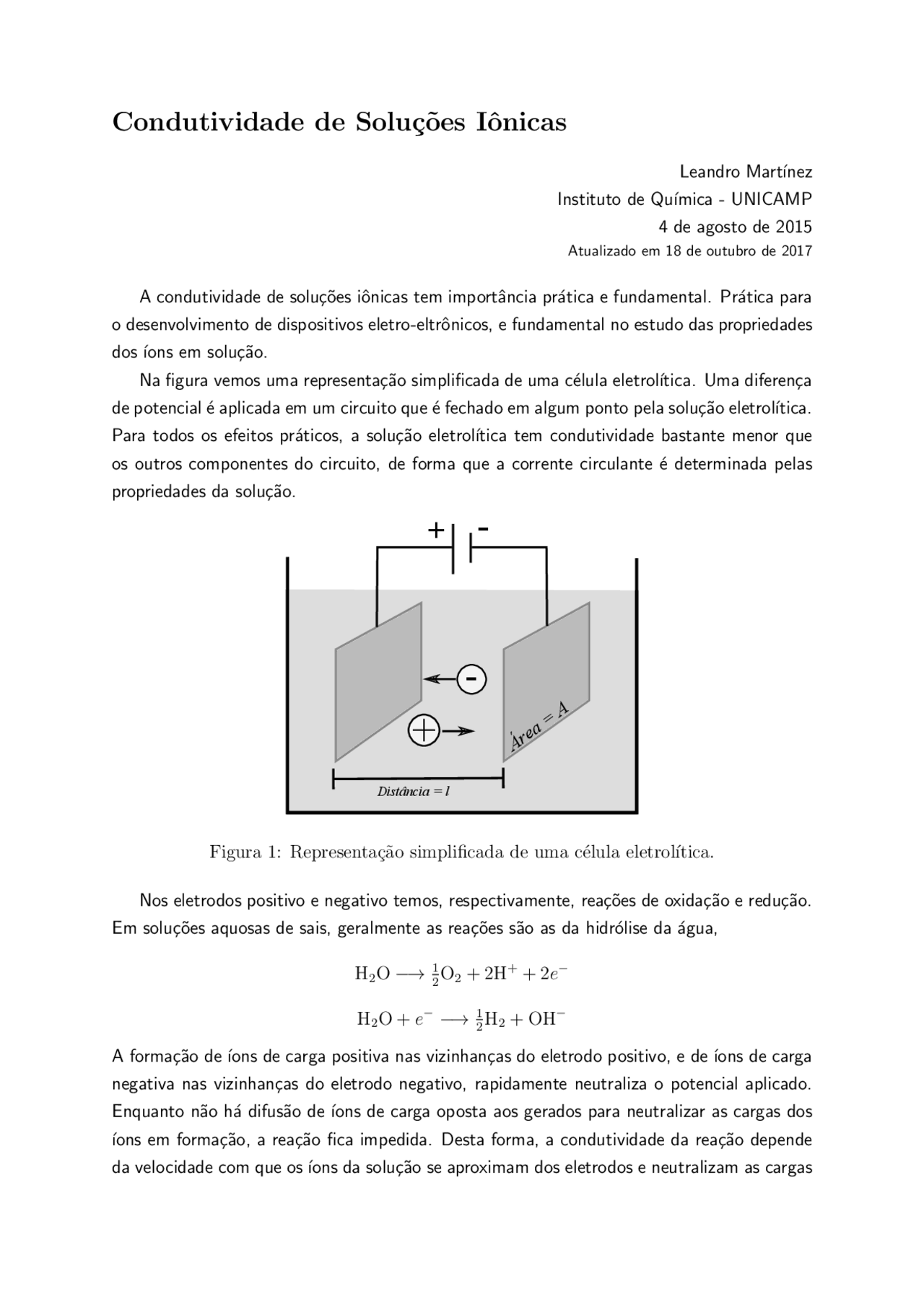 Condutividade Ionica Resumos Química Inorgânica Docsity