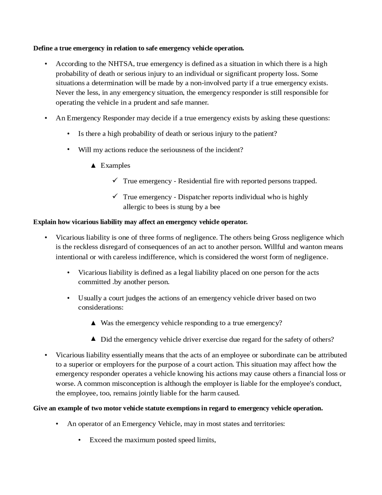 TRS235 - EMERGENCY VEHICLE OPERATION SAFETY - Docsity