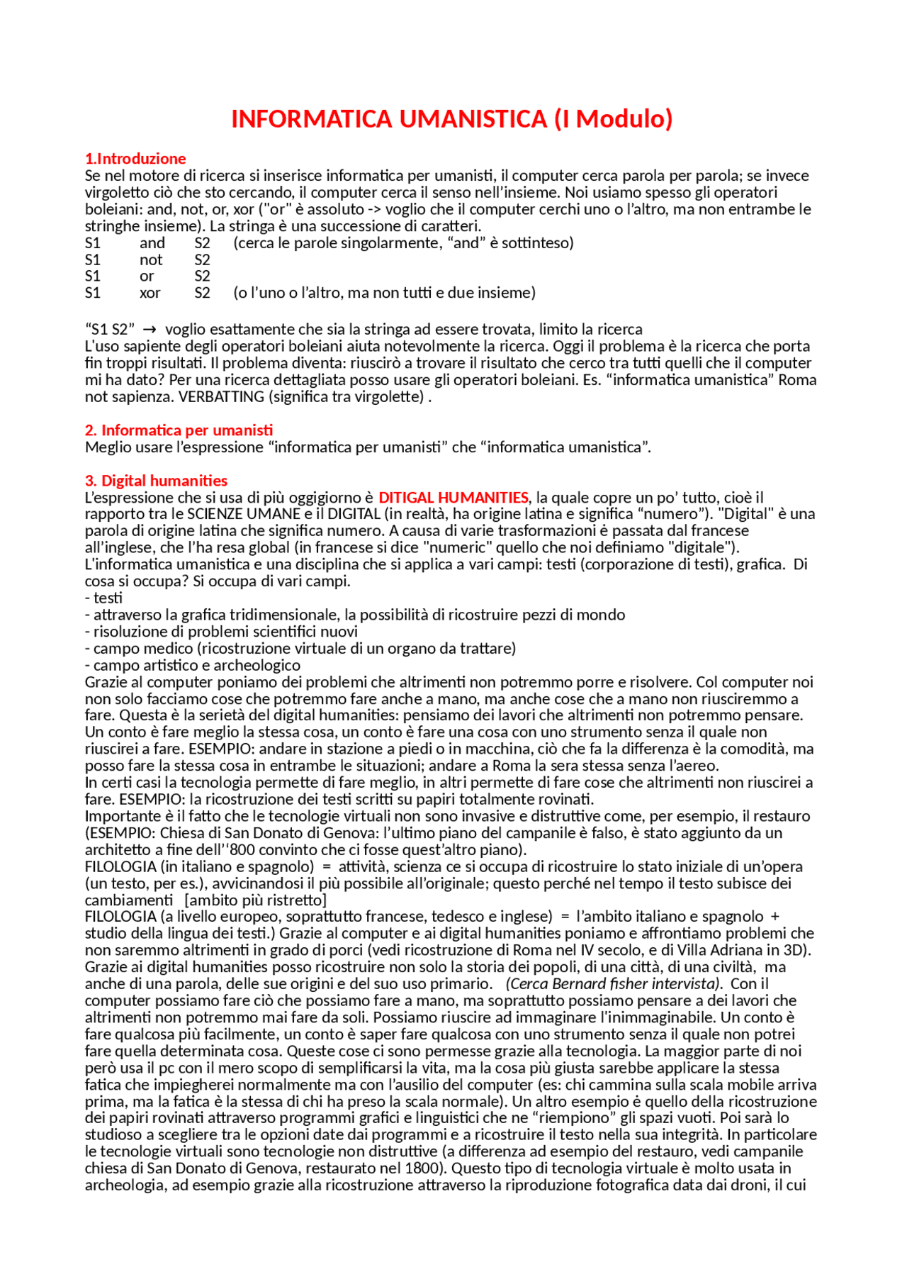 Informatica Umanistica Docsity