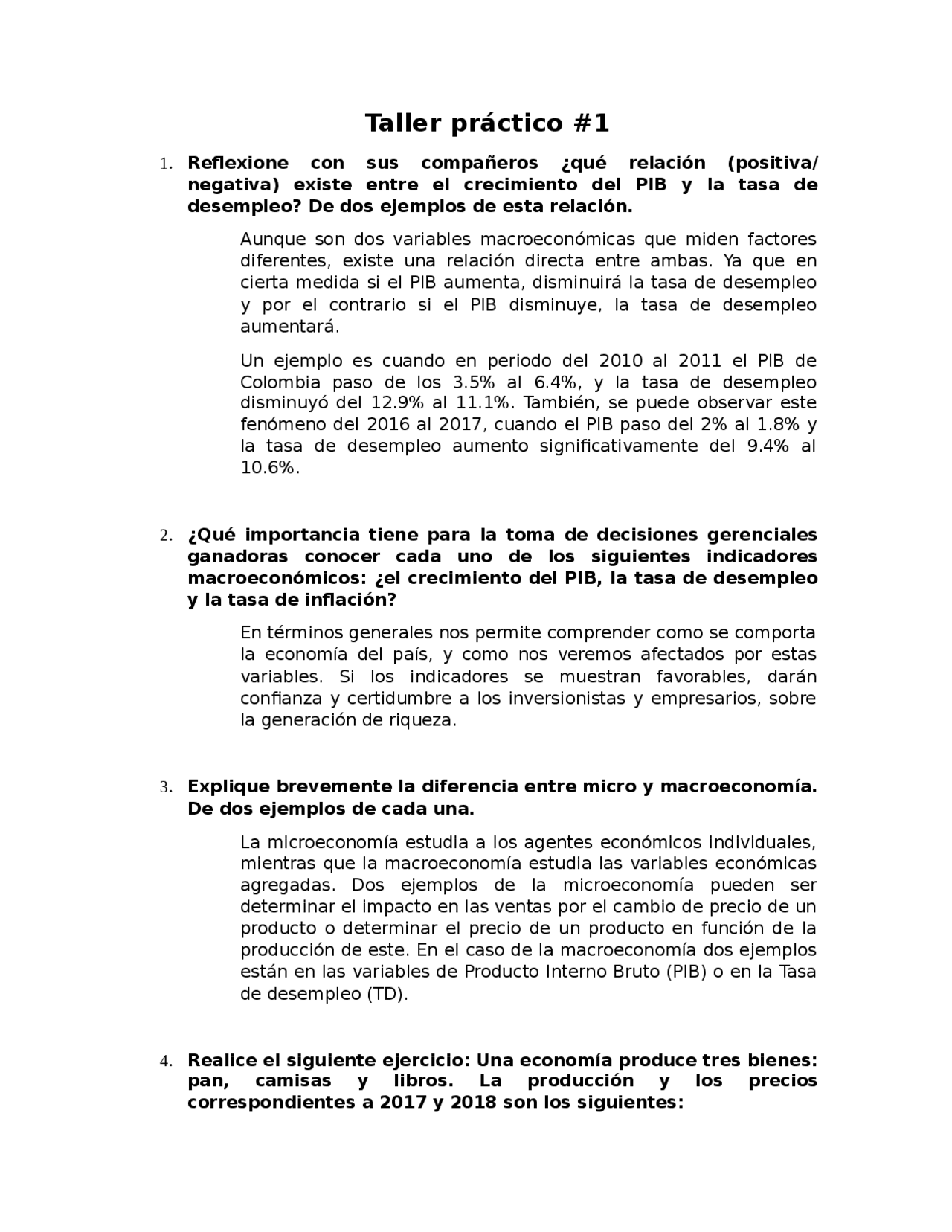 Ejercicios De Calculo De Pib Ejercicios De Macroeconomía Docsity