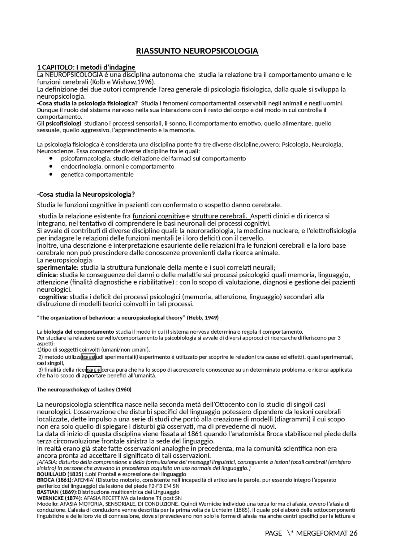 Riassunto Manuale Di Neuropsicologia Vallar Docsity