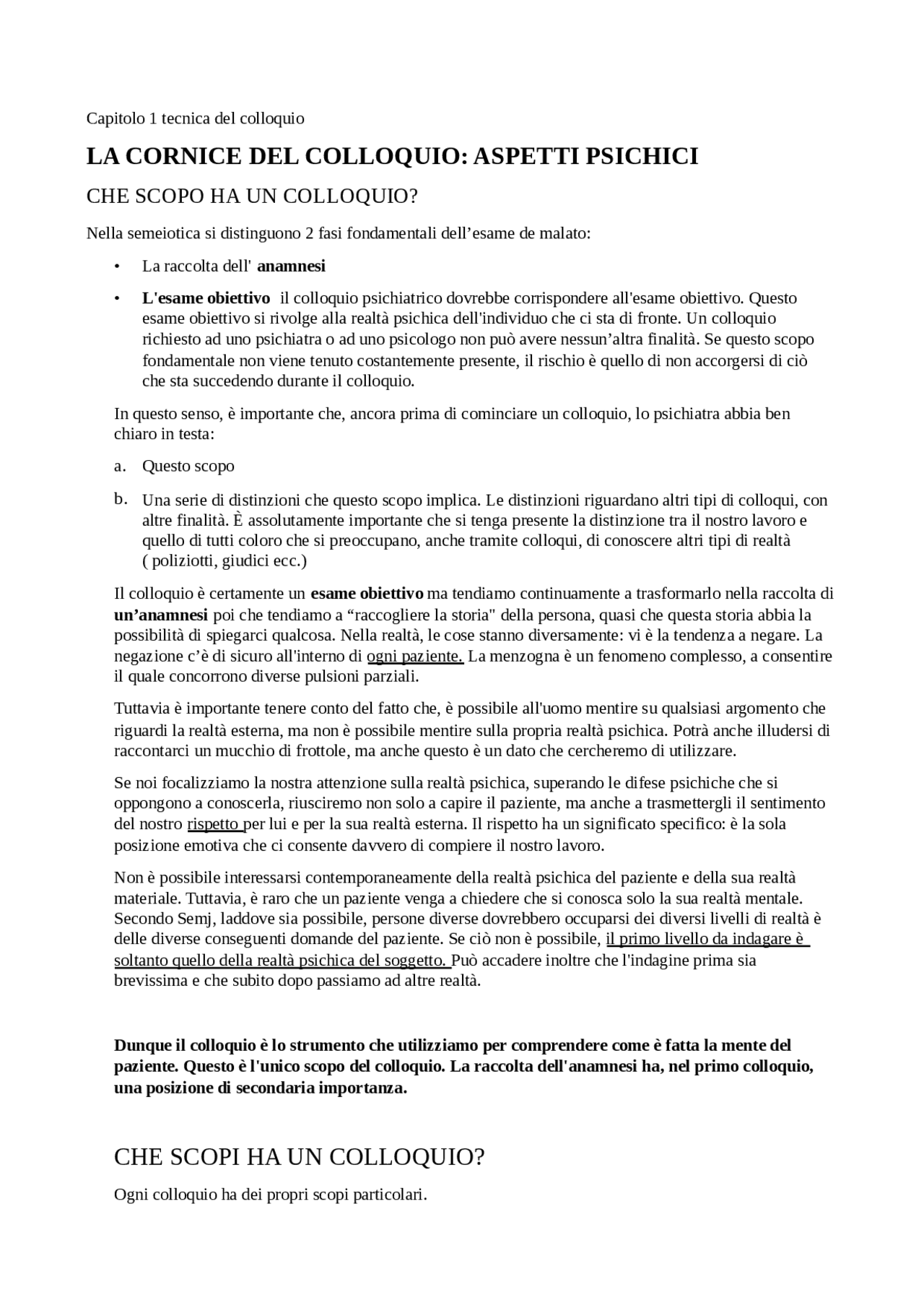 Tecnica Del Colloquio Clinico Docsity