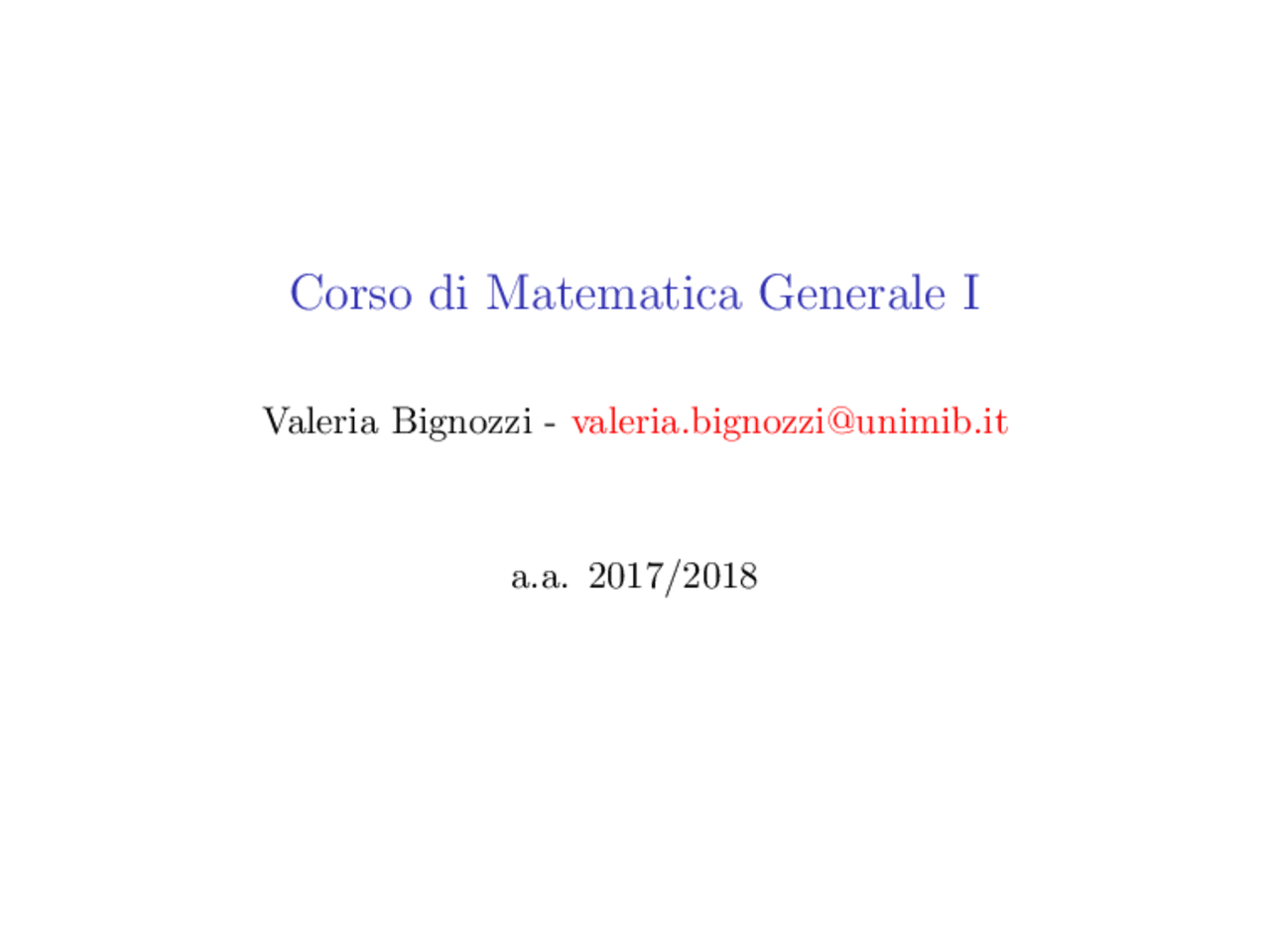 Appunti Matematica Generale 1 Docsity