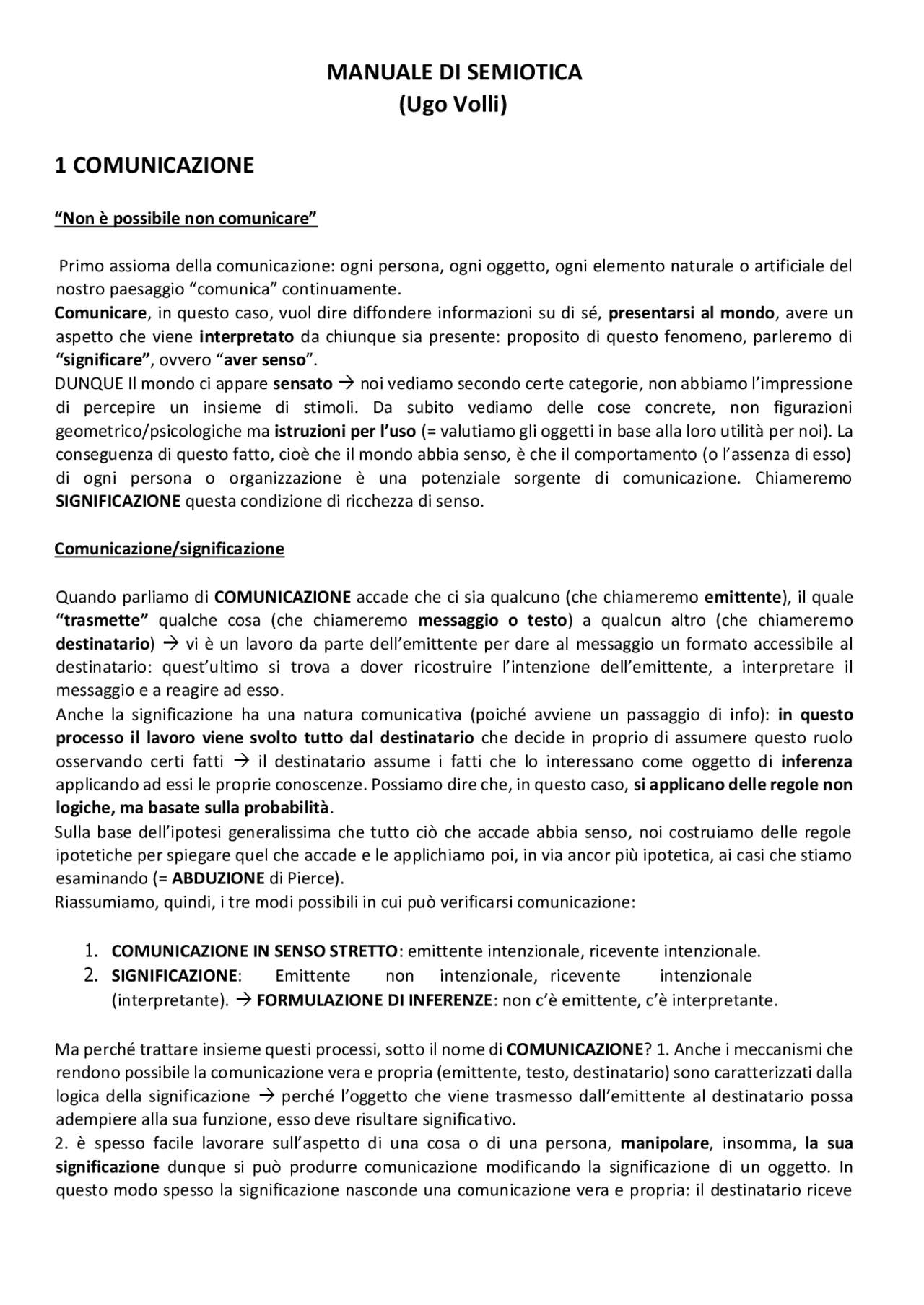 Riassunto Di Semiotica Volli Docsity