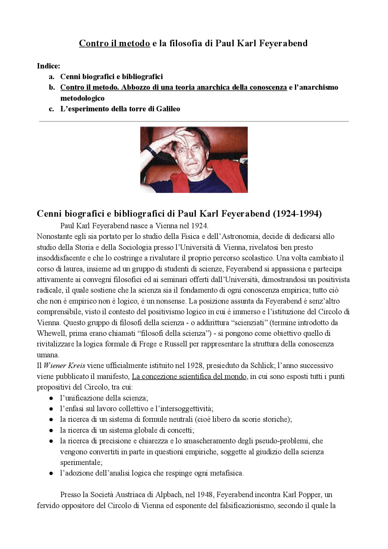 Relazione Contro Il Metodo Di Paul Feyerabend Docsity