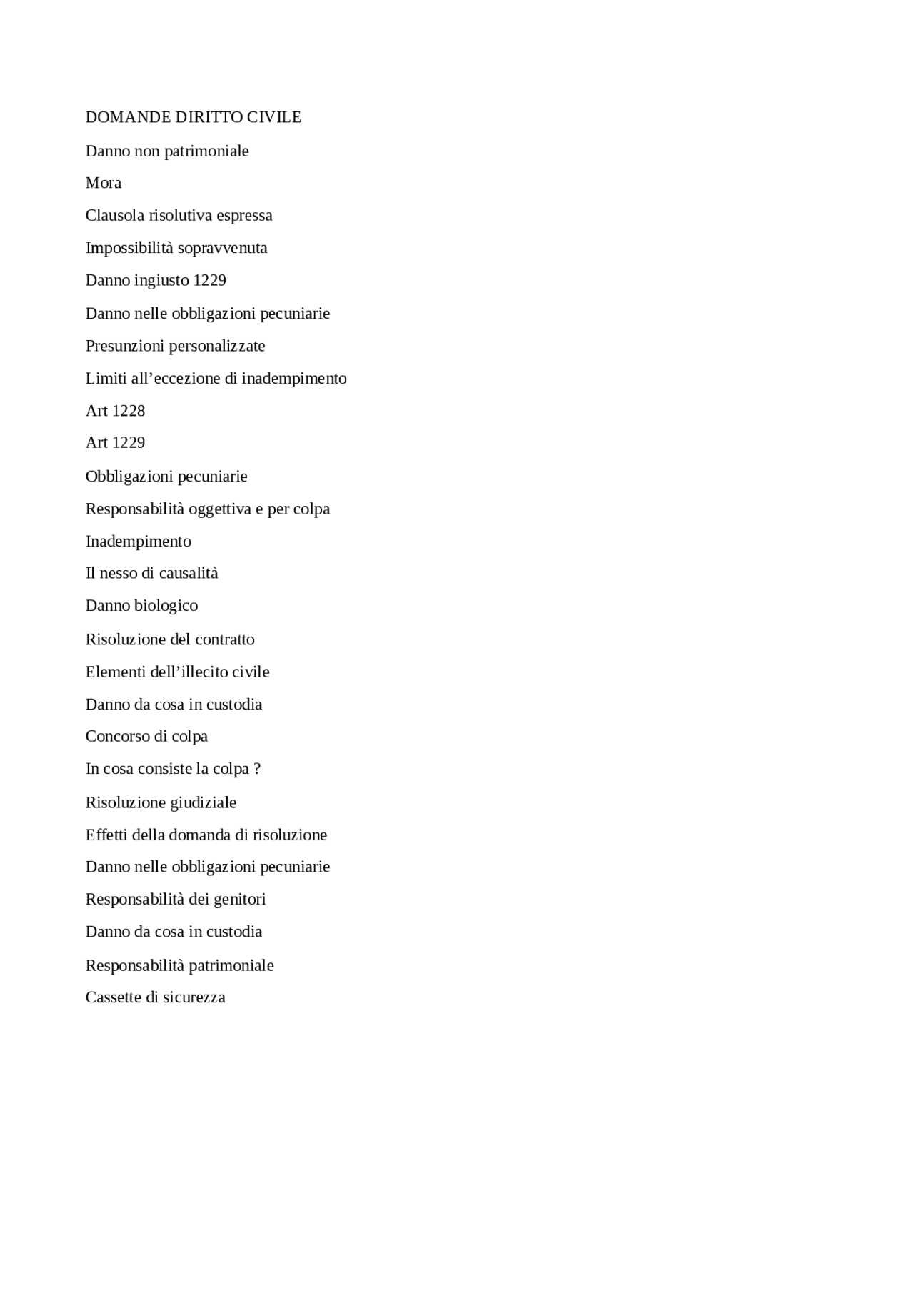 Domande Esame Di Diritto Civile Docsity