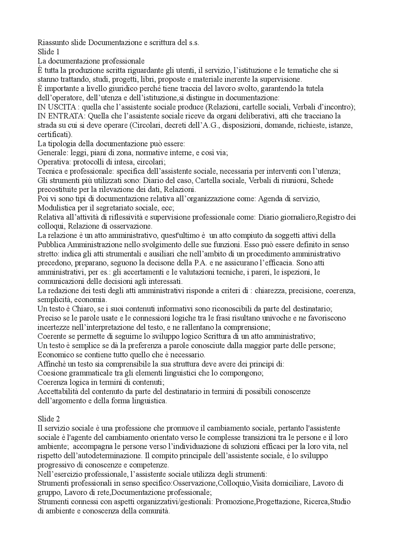 Riassunto Slide Doc Scrittura Ss Docsity