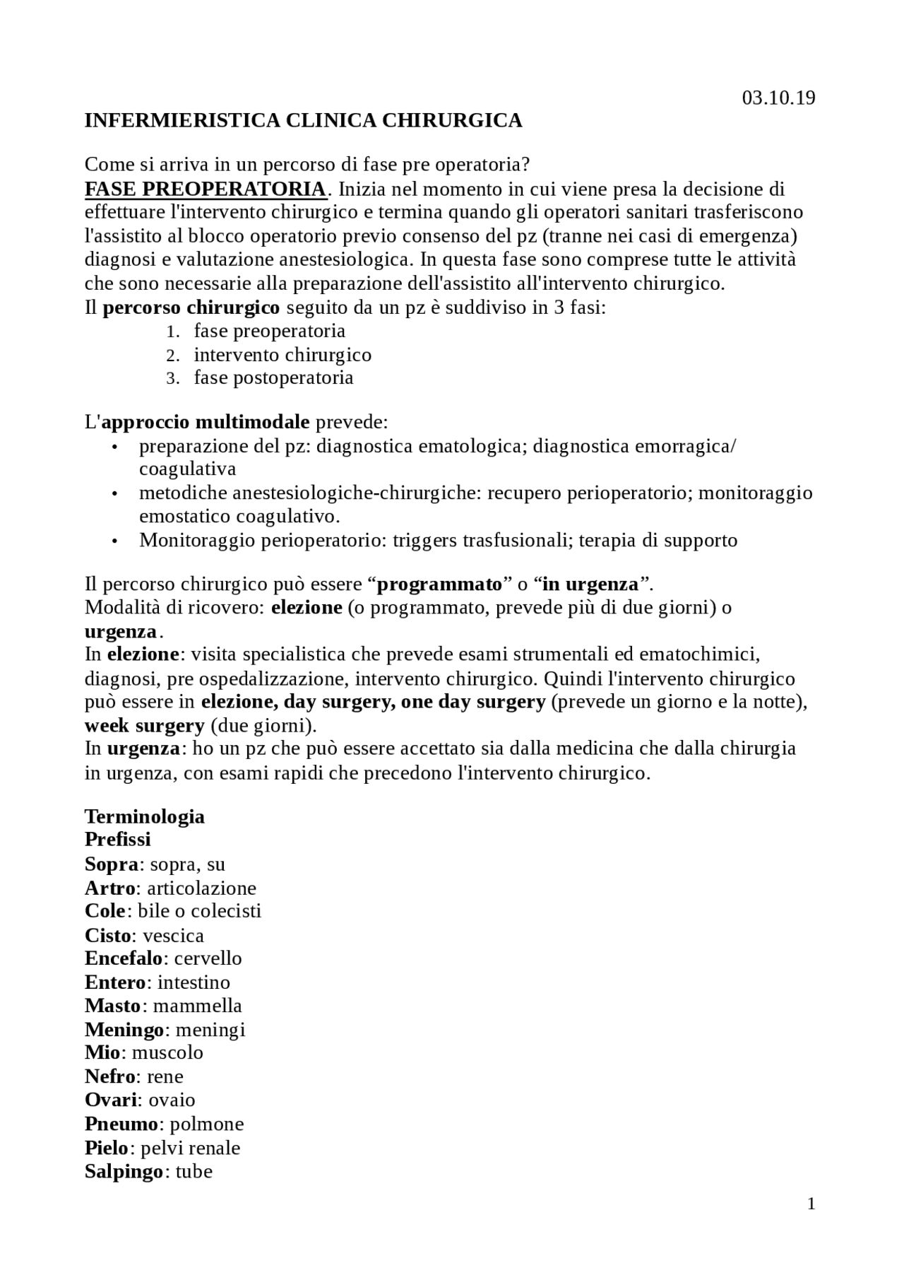 Infermieristica Clinica In Area Chirurgica Docsity