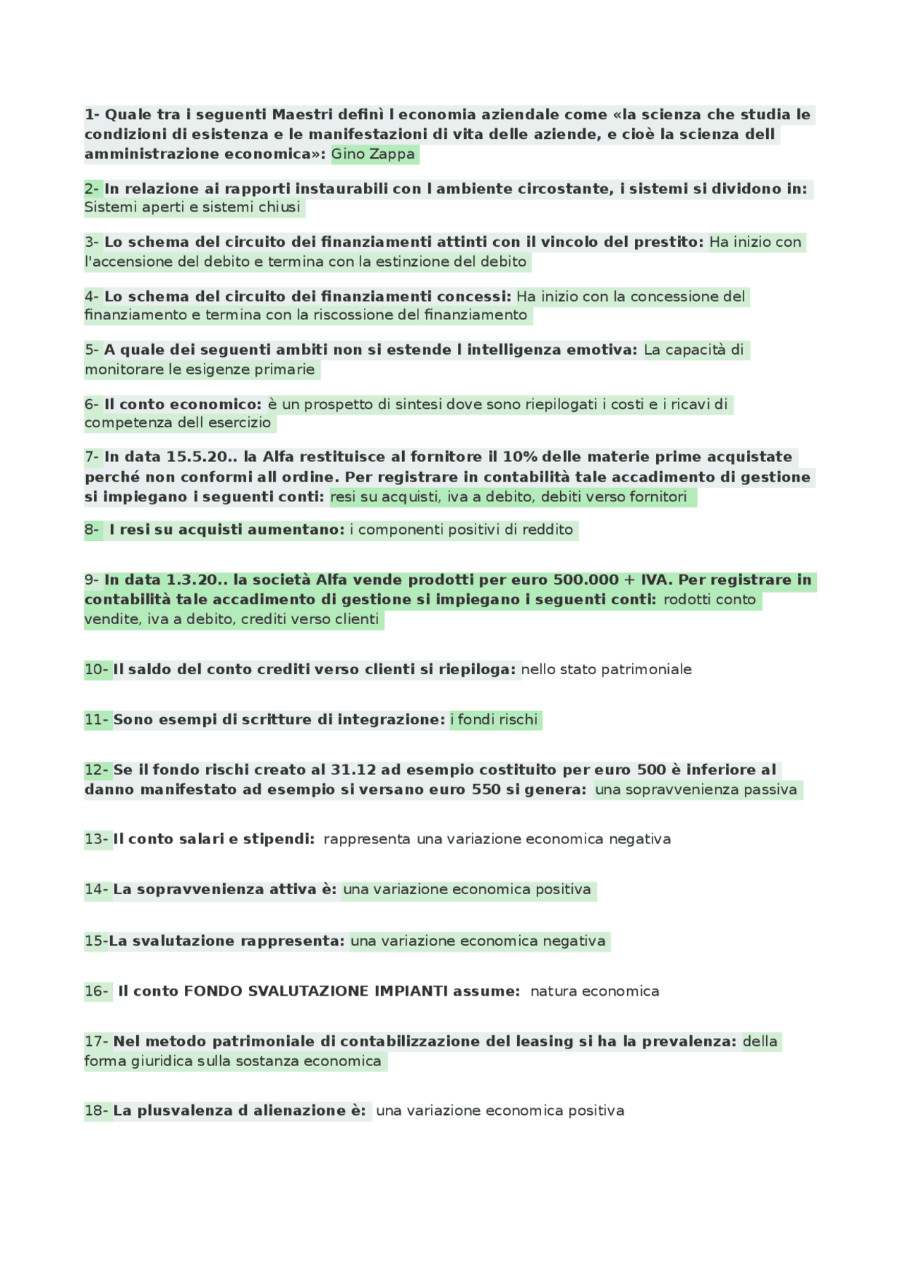 Metodologie E Determinazioni Quantitative Dazienda Docsity