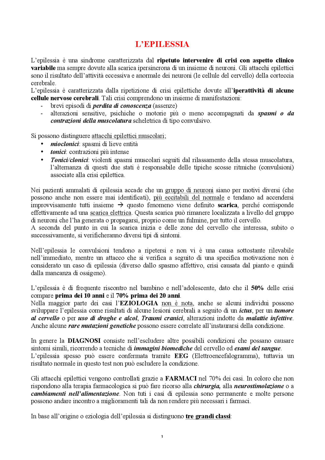 Epilessia: descrizione di epilessie generalizzate e parziali ed ...