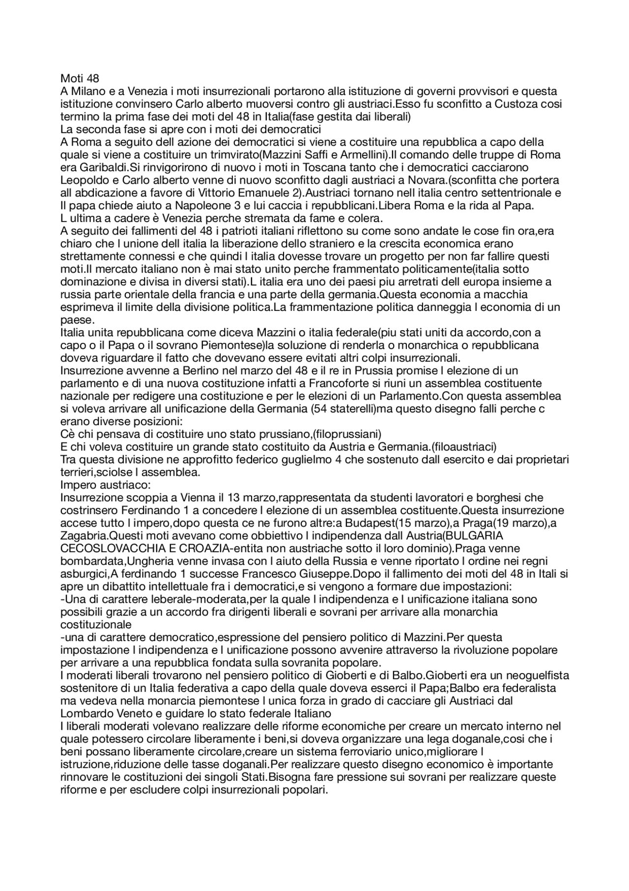 Riassunto Dettagliato Di Storia Docsity