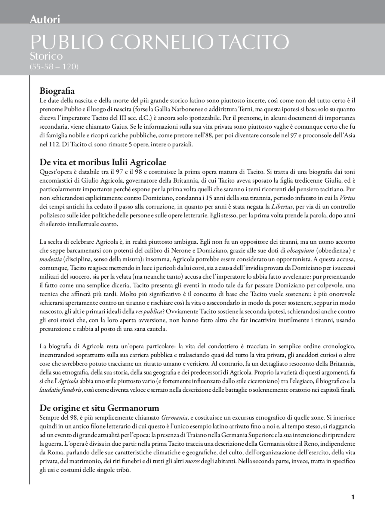 Publio Cornelio Tacito Docsity