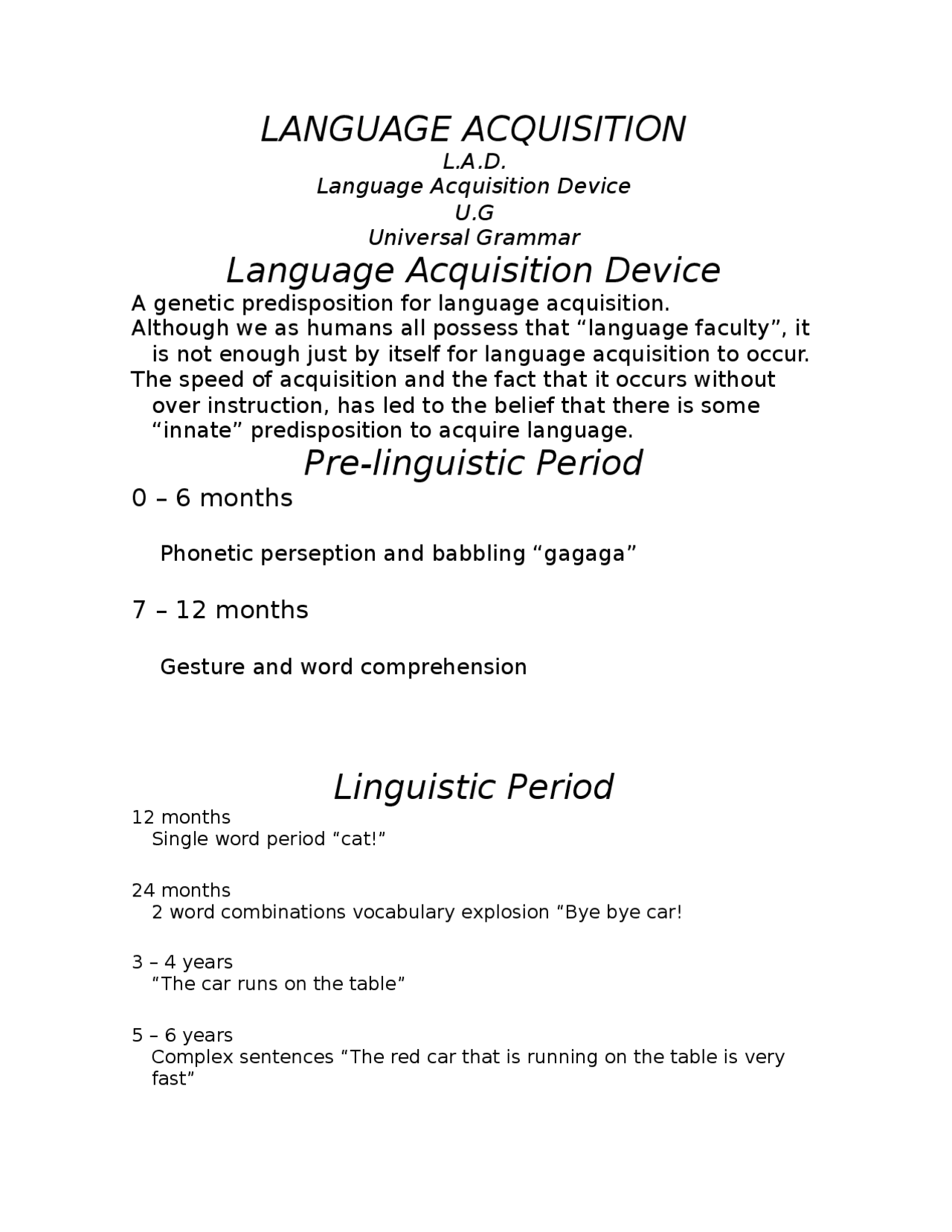 LANGUAGE ACQUISITION - Docsity