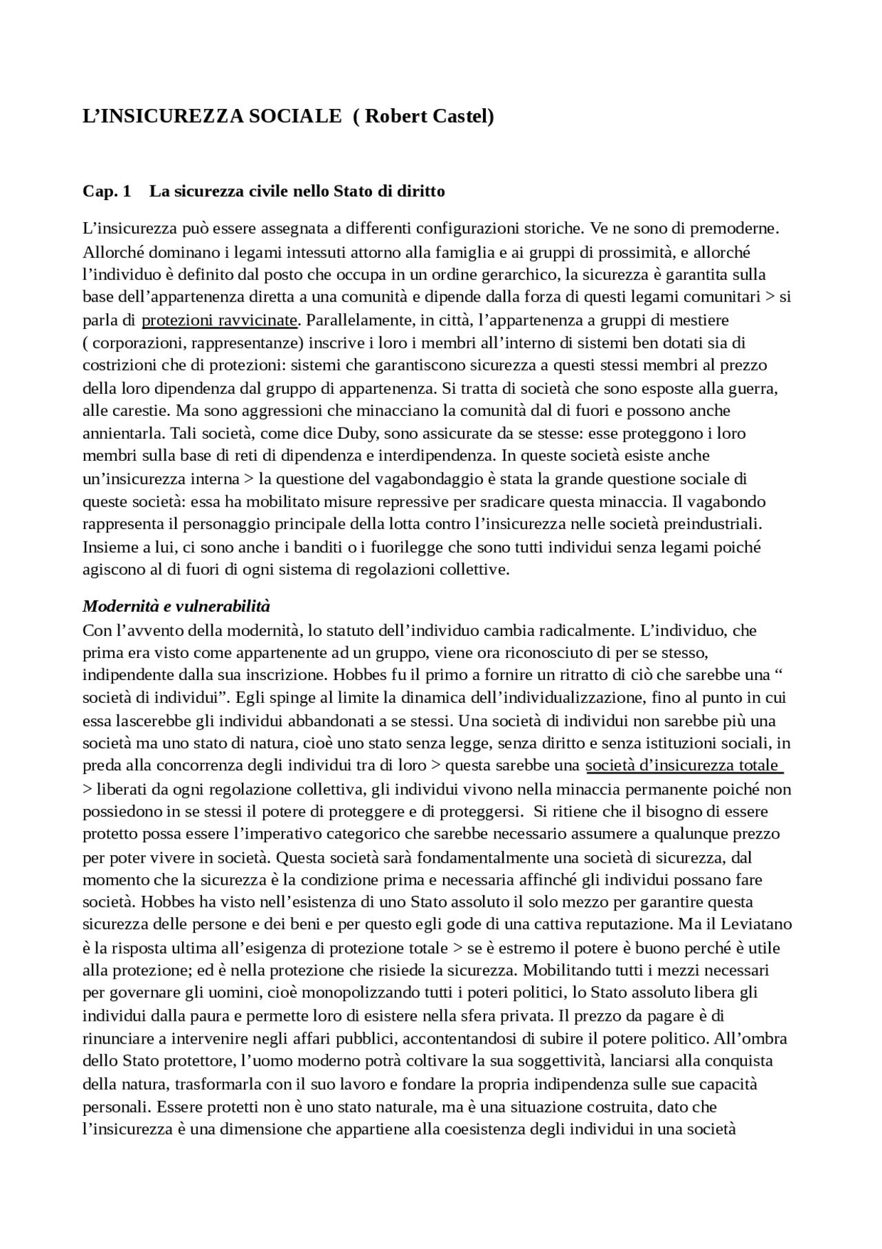 Linsicurezza Sociale Docsity