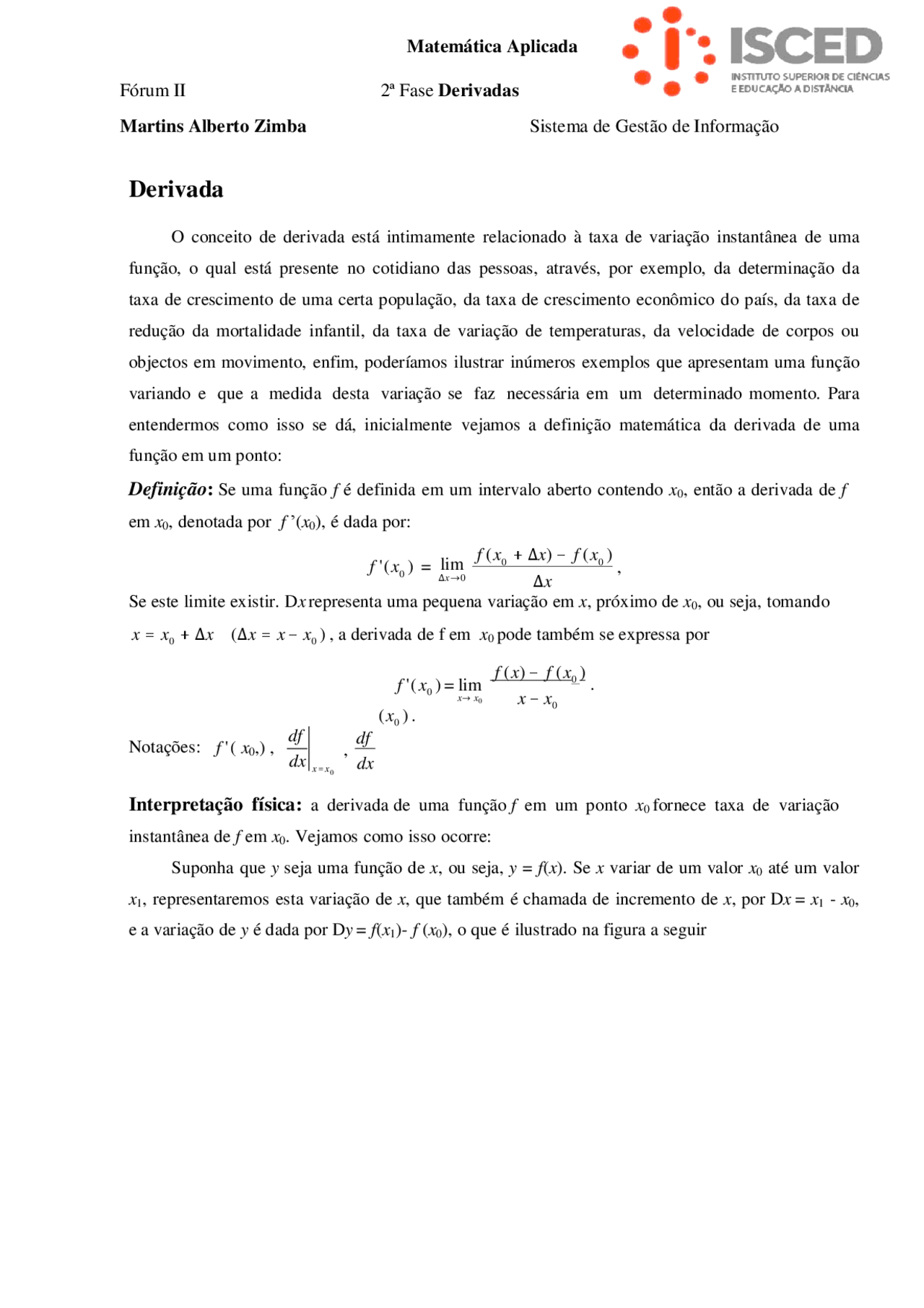Exercicios resolvidos sobre derivadas - Docsity