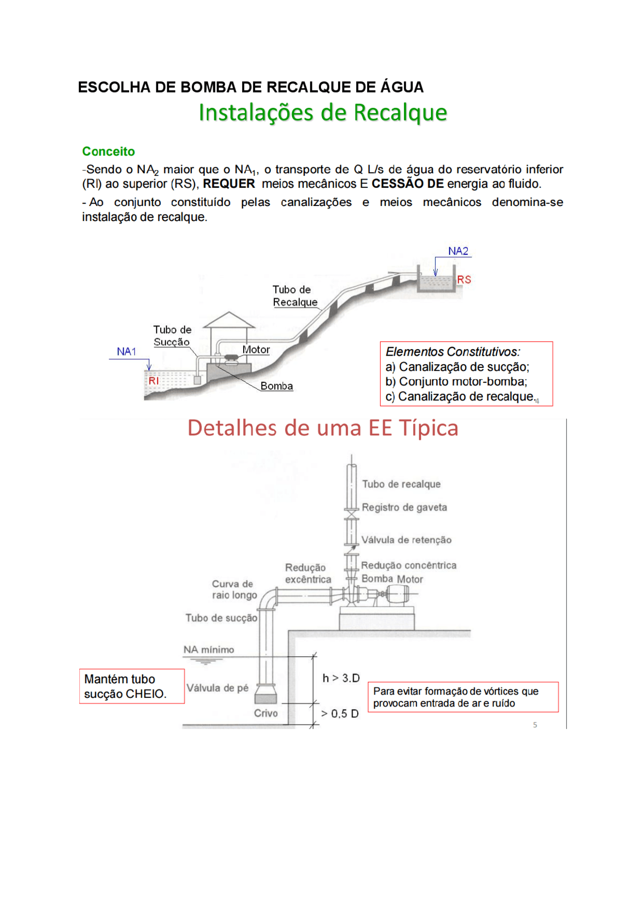 ESCOLHA DE BOMBA DE RECALQUE DE ÁGUA - Docsity